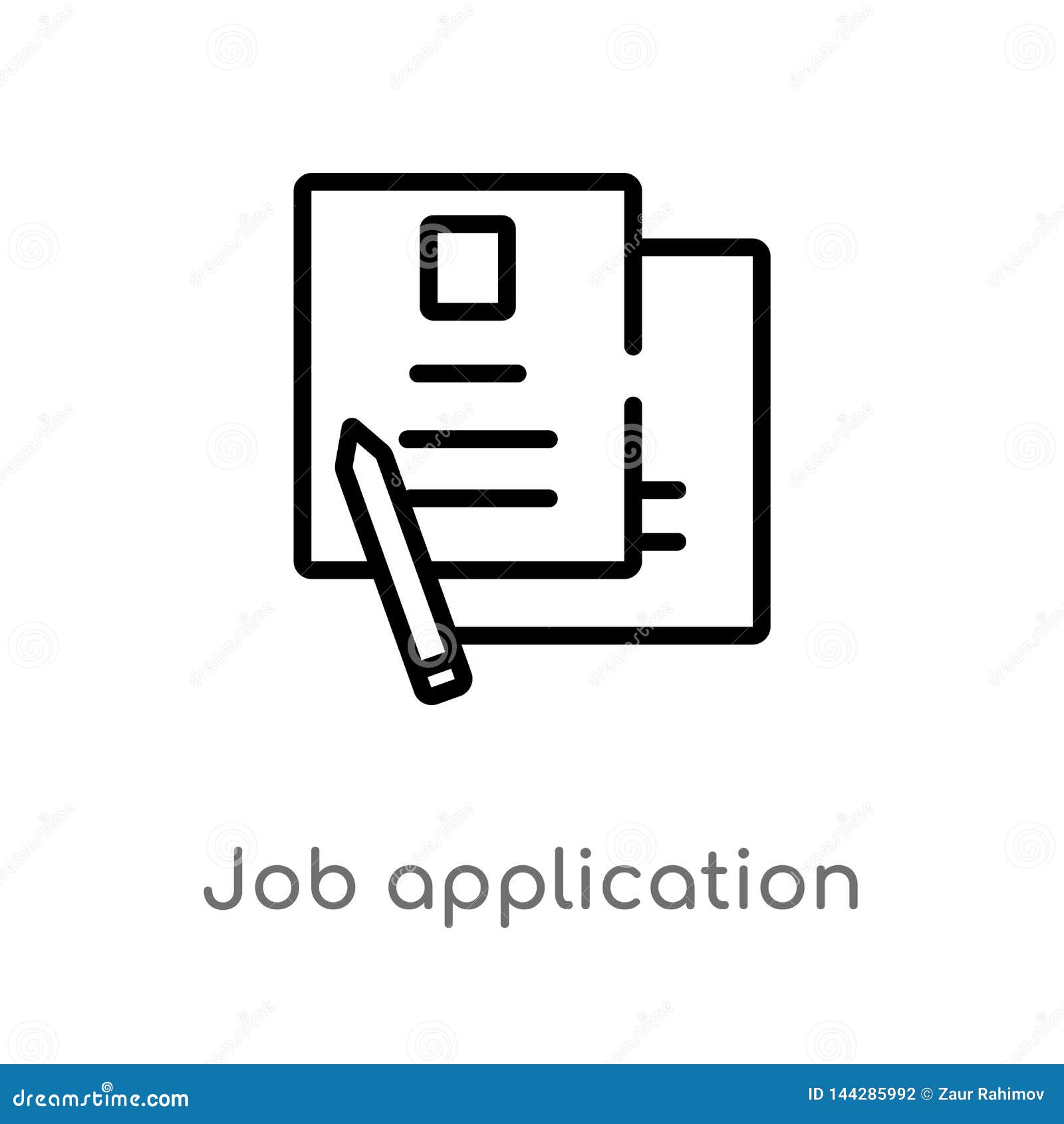 Outline Job Application Vector Icon. Isolated Black Simple Line Element ...