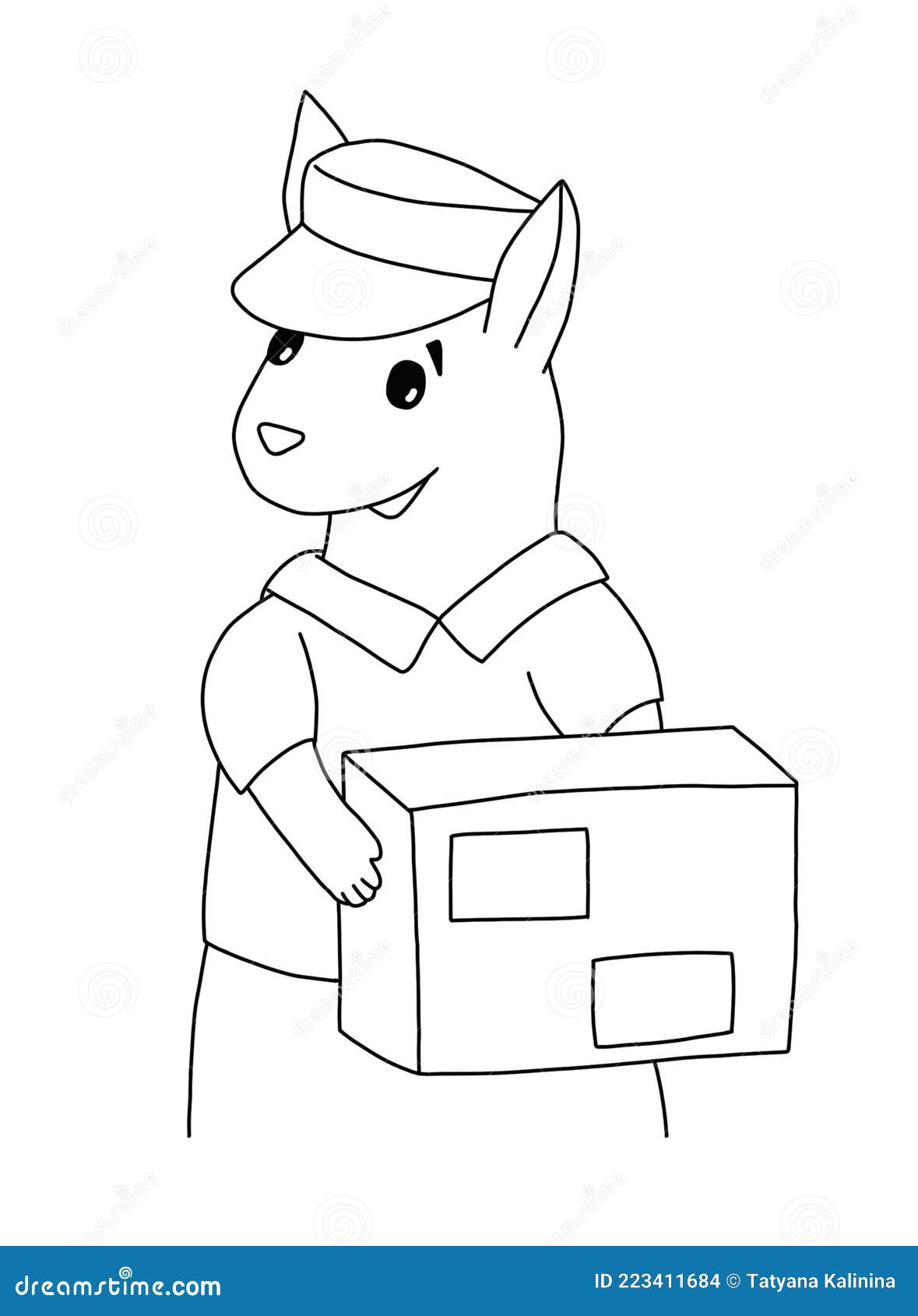 The Outline of Kangaroo Postman with a Parcel Stock Illustration ...