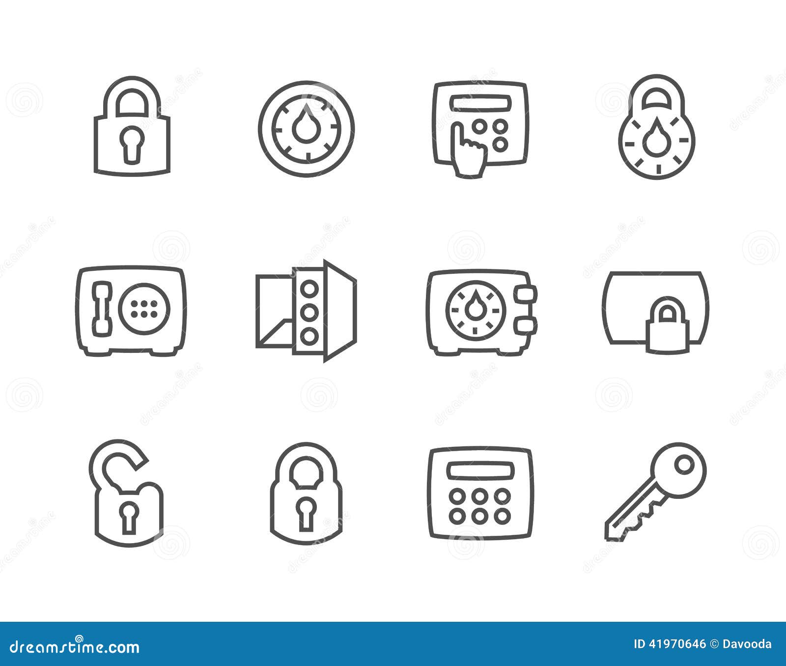 Outline Keys and Locks Icons Stock Vector - Illustration of keyhole ...