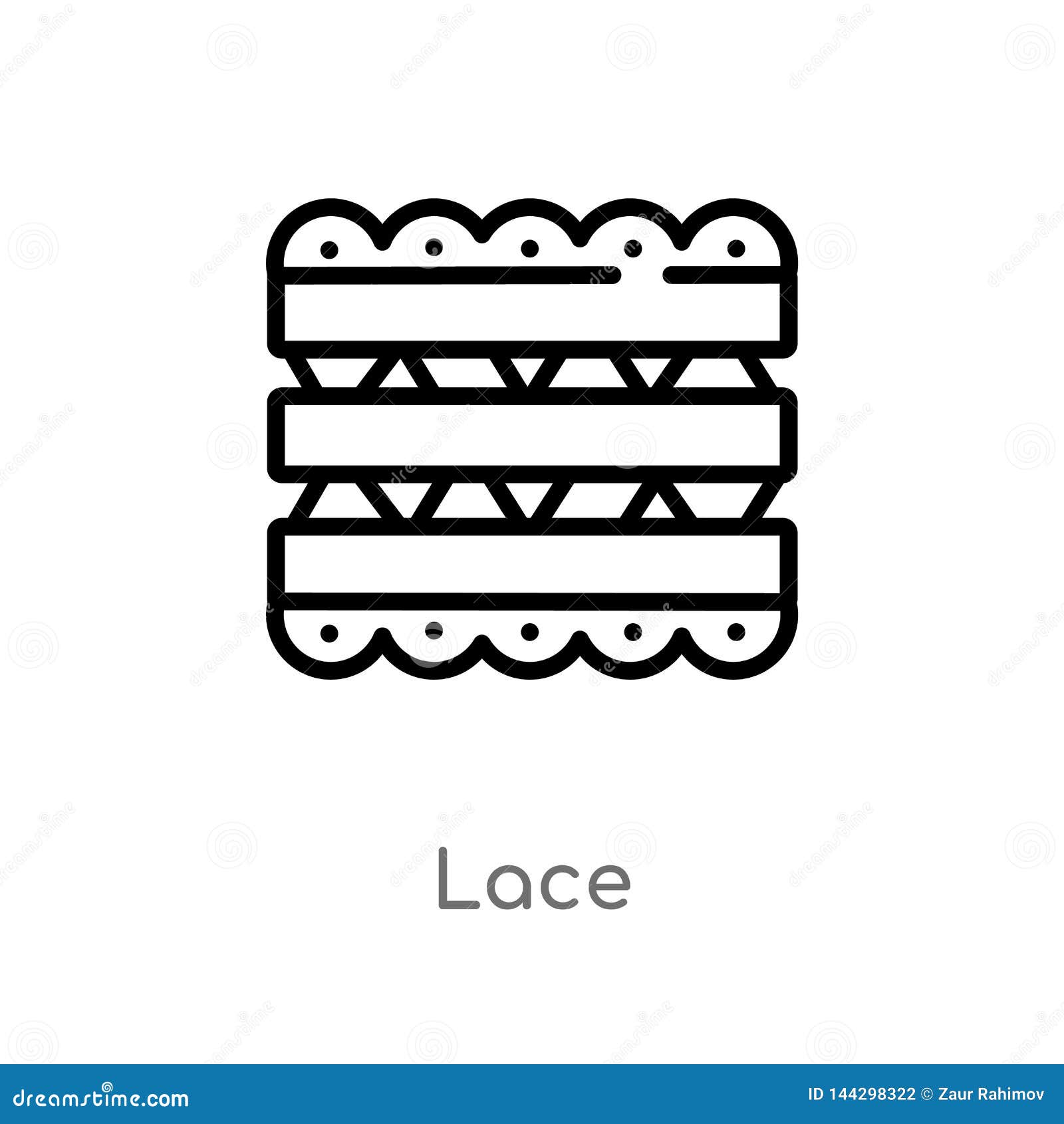 Outline Lace Vector Icon. Isolated Black Simple Line Element ...