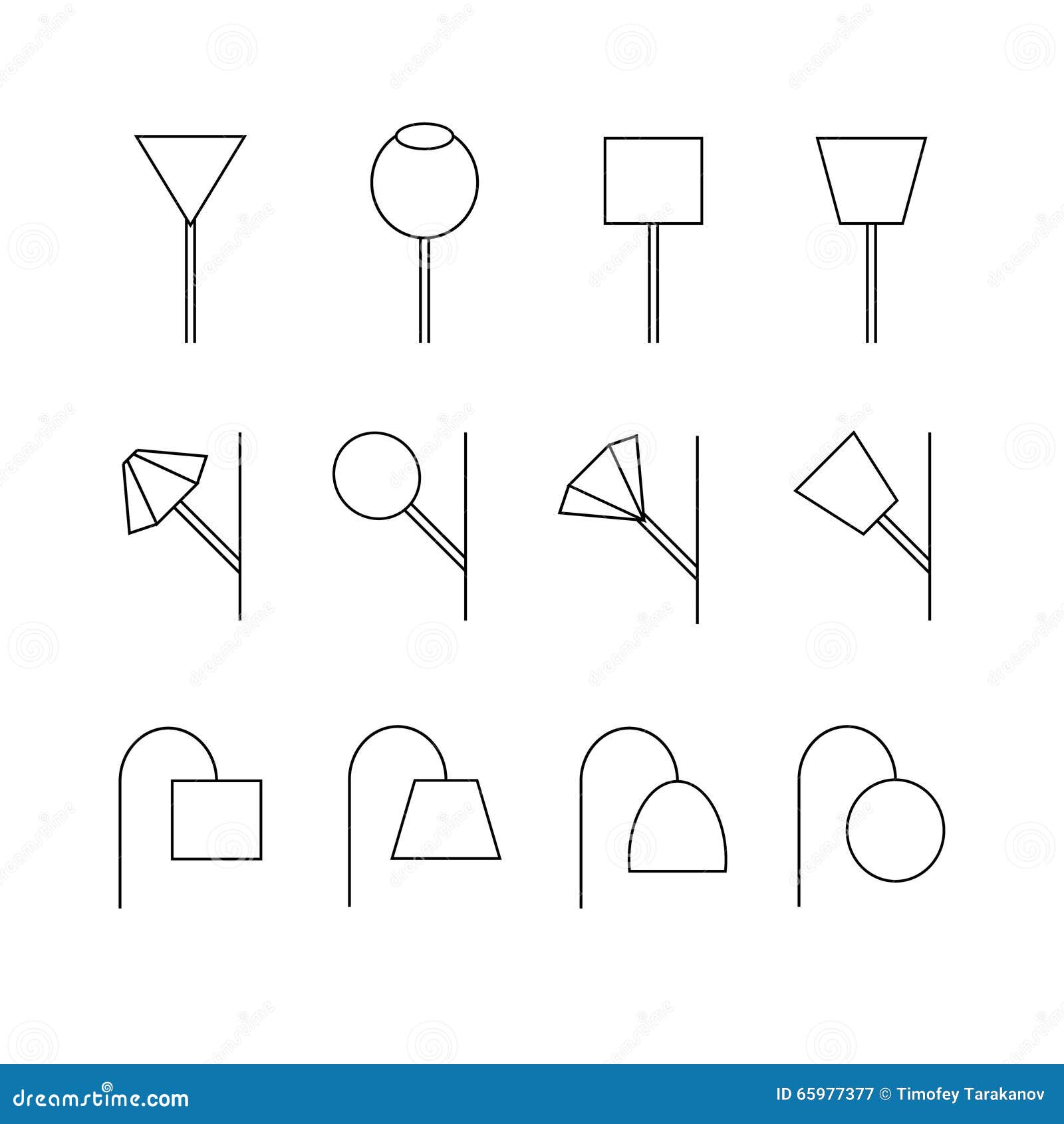 Outline Lamp Set stock vector. Illustration of illumination - 65977377