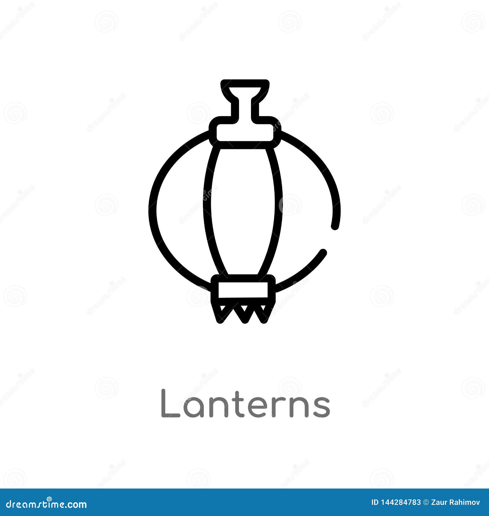 Outline Lanterns Vector Icon. Isolated Black Simple Line Element ...