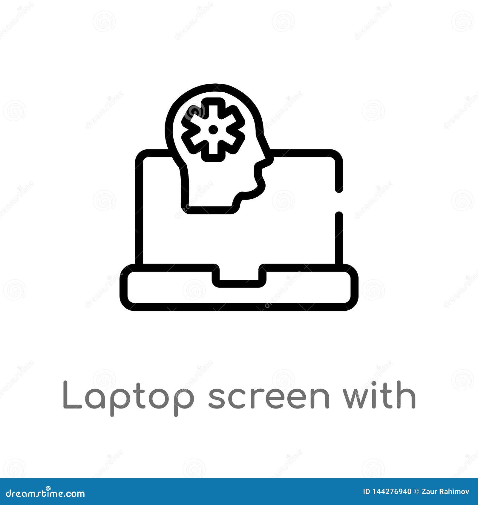 Outline Laptop Screen with Human Head Graphic Vector Icon. Isolated ...