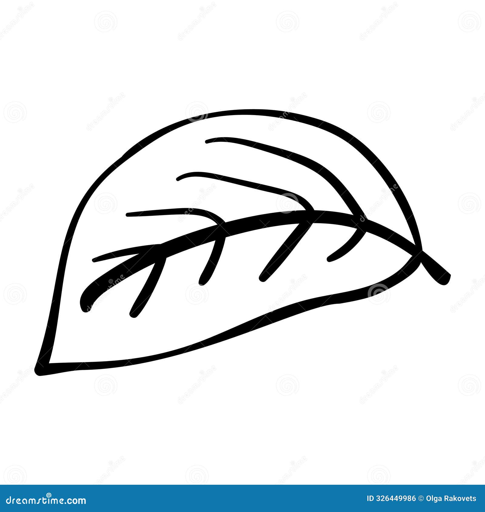 Outline Leaf in Doodle Style, Simple Contour Plant Element for Design ...