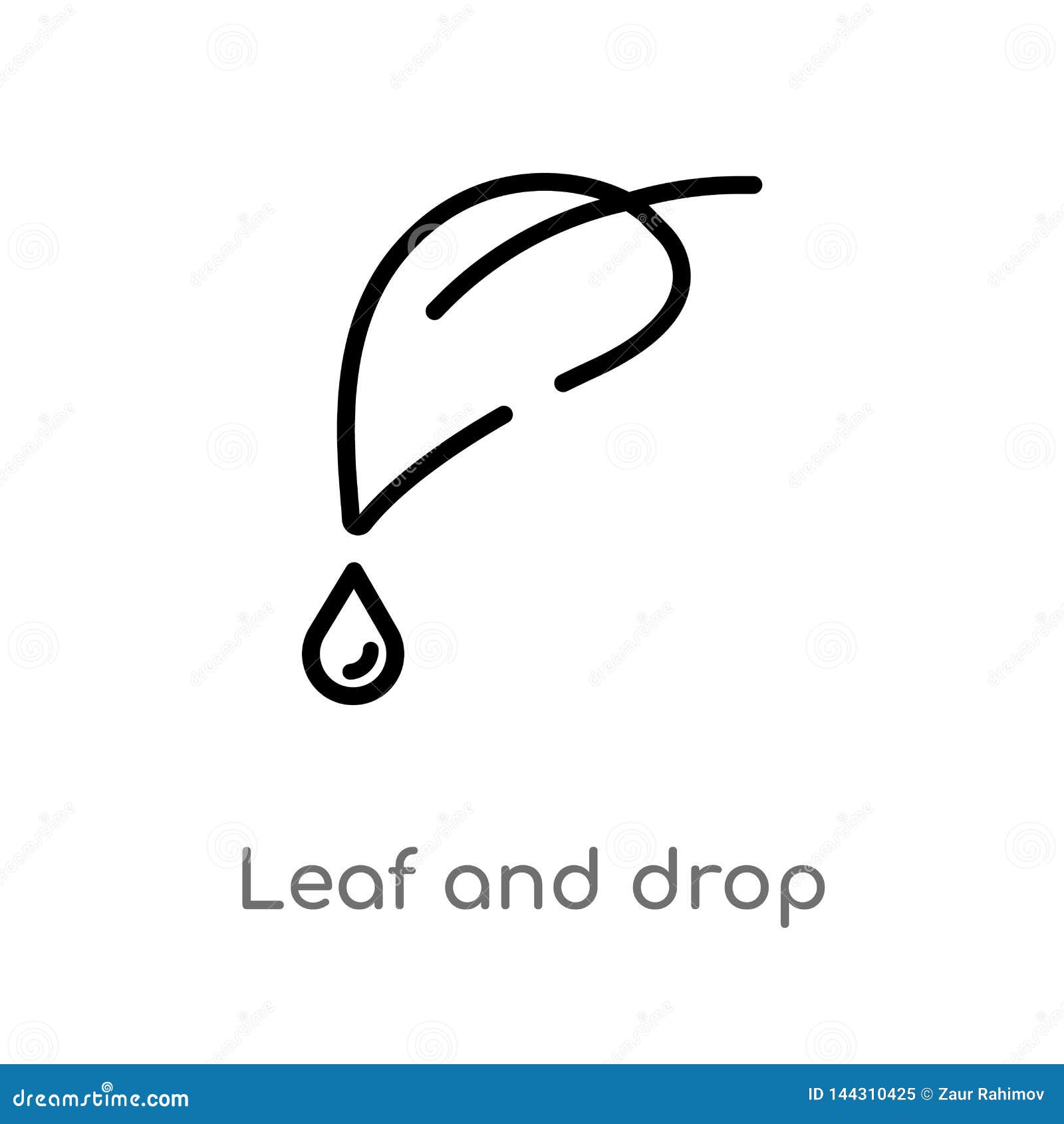Outline Leaf and Drop Vector Icon. Isolated Black Simple Line Element ...