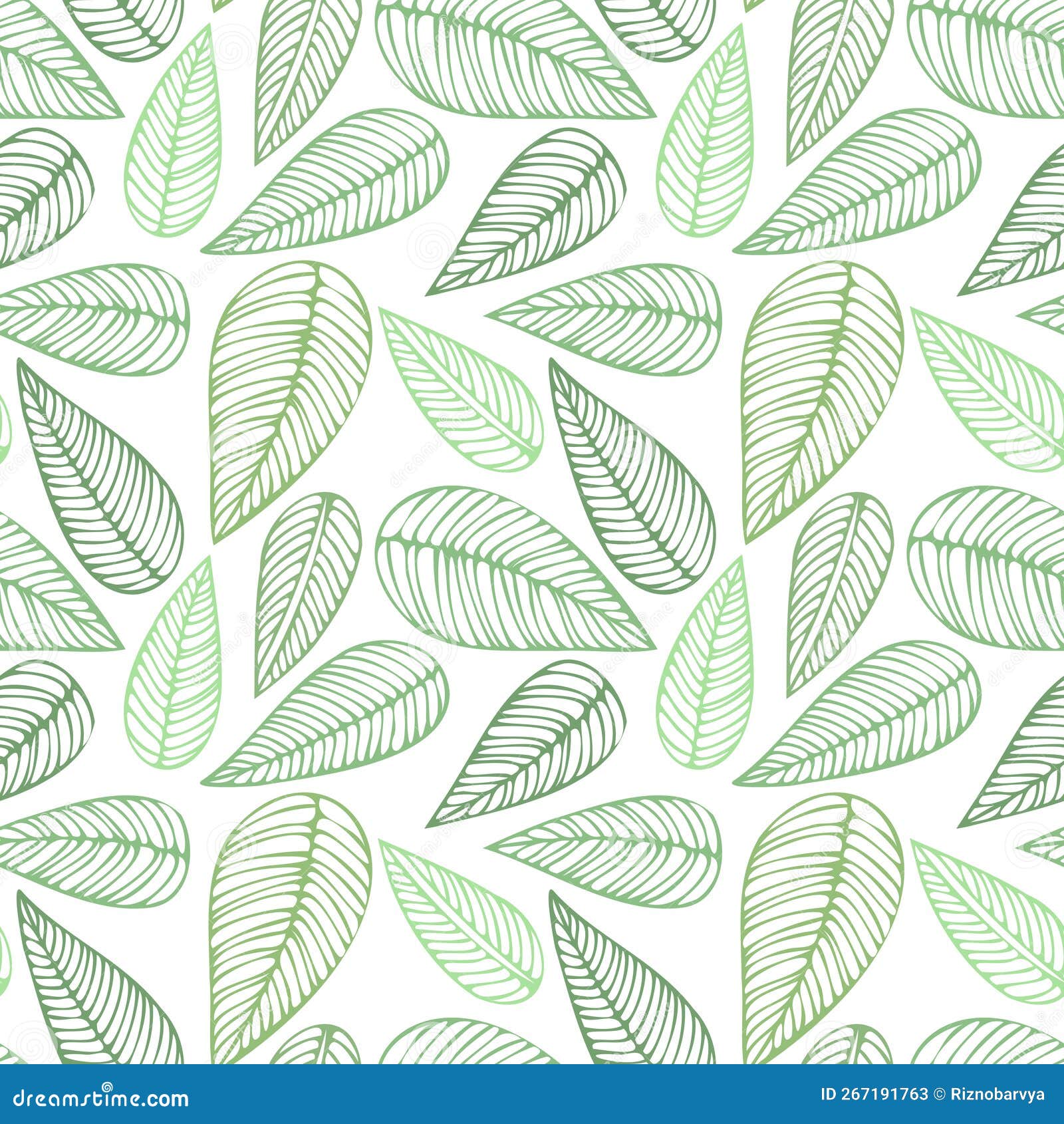 Outline Leaf Seamless Pattern. Nature Background with Leaves Stock ...