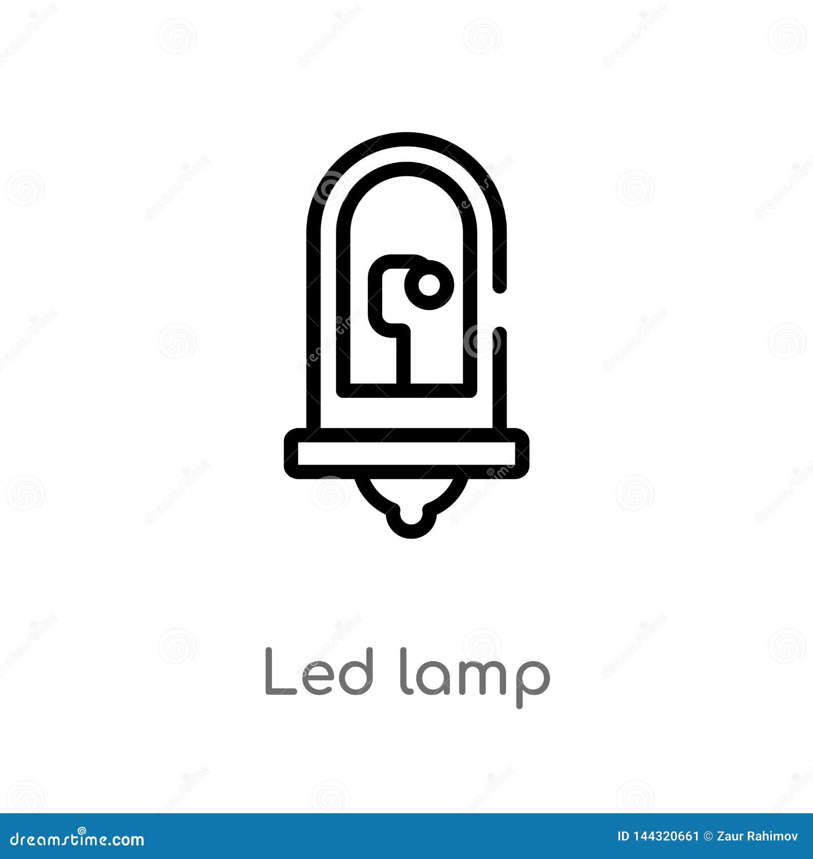 Outline Led Lamp Vector Icon. Isolated Black Simple Line Element ...