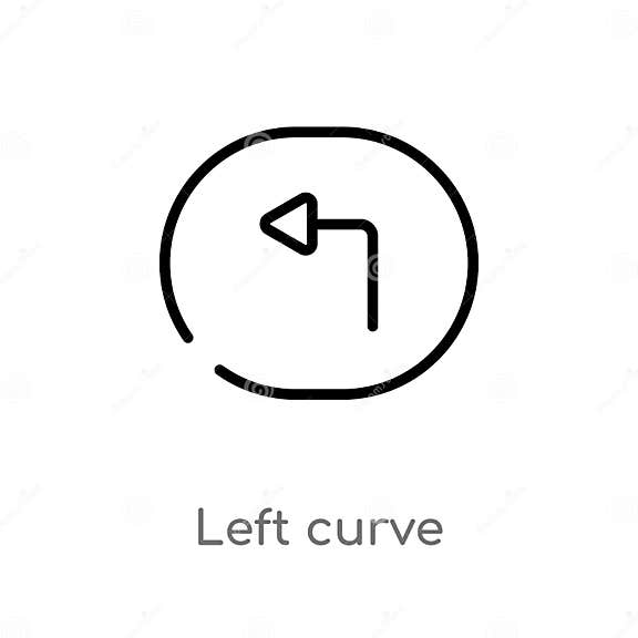 Outline Left Curve Vector Icon. Isolated Black Simple Line Element ...