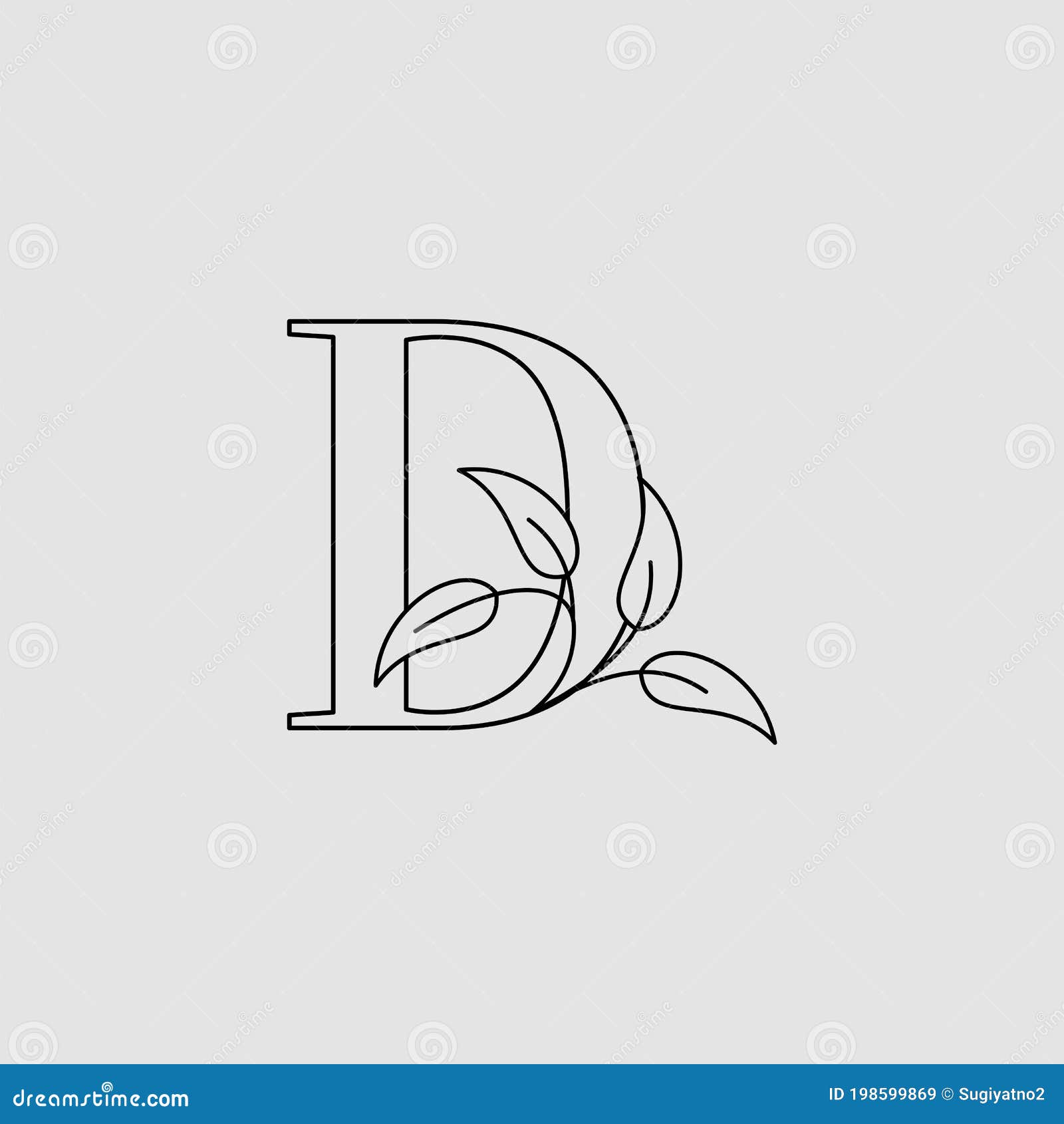 Outline Letter D Initial Logo Icon Monogram Nature Leaves Design Stock ...