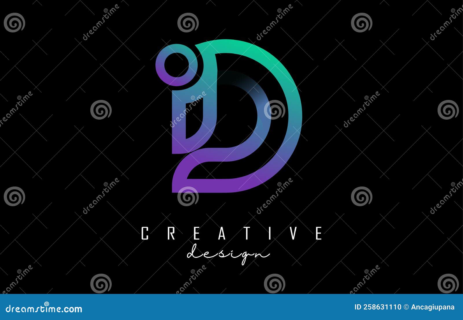 Outline Letter D Logo with Dot and Gradient Design. Vector Illustration ...