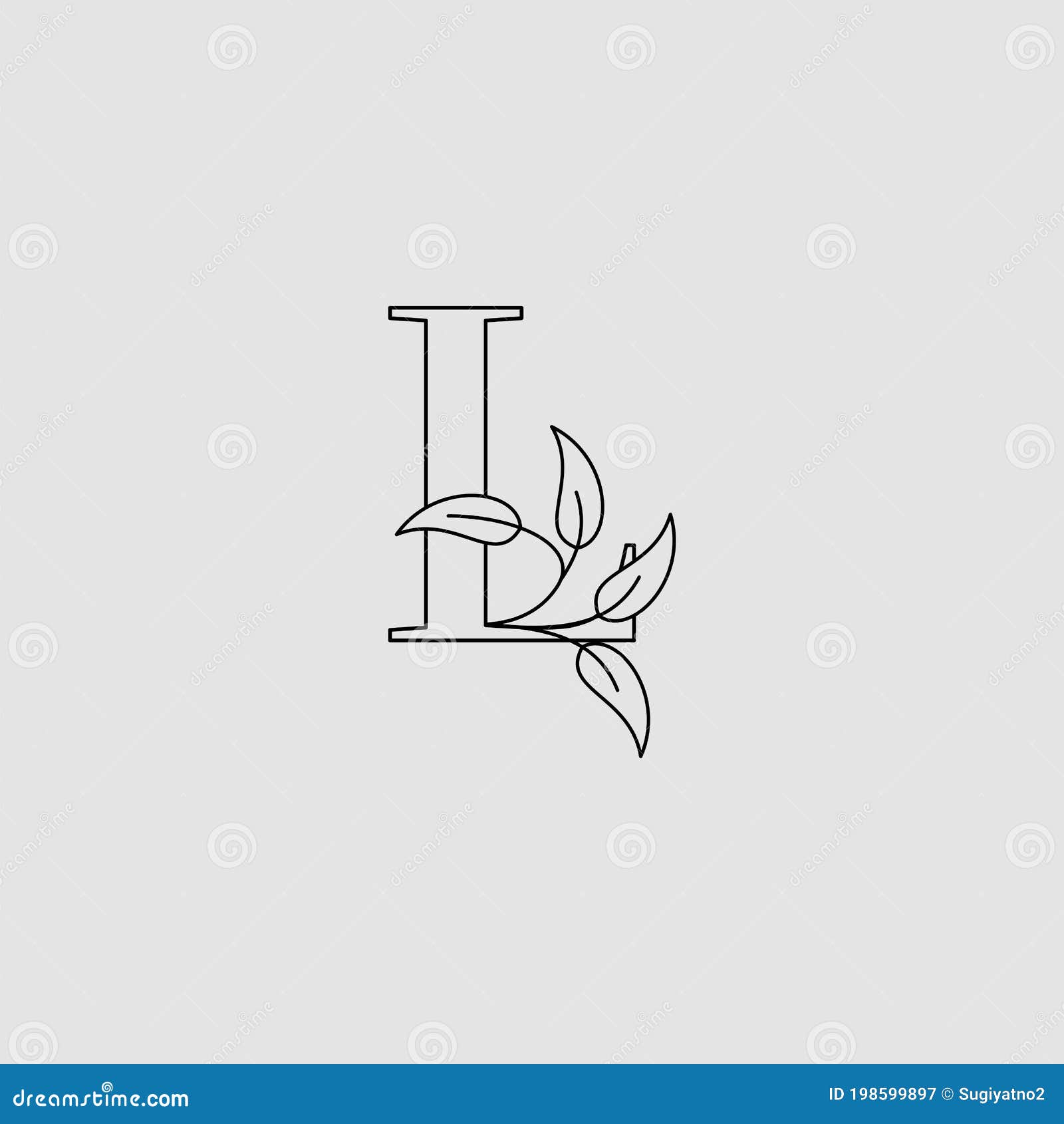 Outline Letter L Initial Logo Icon Monogram Nature Leaves Design Stock ...