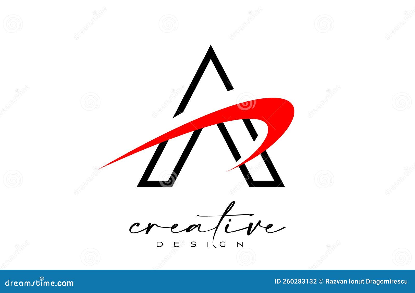 Outline a Letter Logo Design with Creative Red Swoosh. Letter a Initial ...