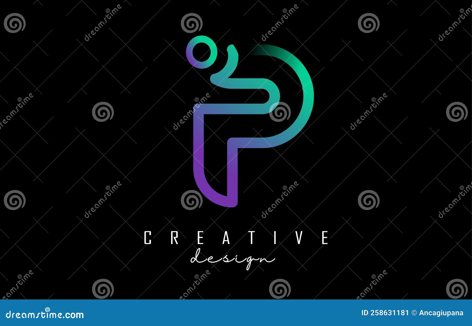 Outline Letter P Logo with Dot and Gradient Design. Vector Illustration ...