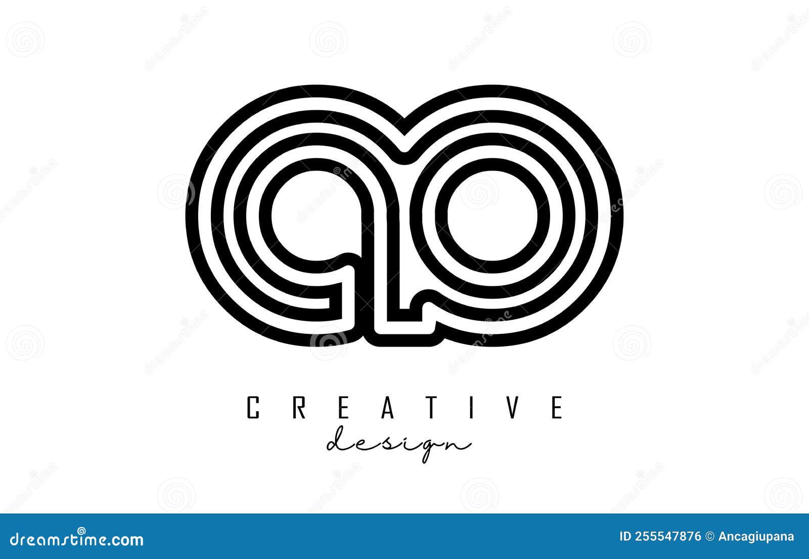 Outline Letters Ao a O Logo with a Minimalist Design. Letters with ...