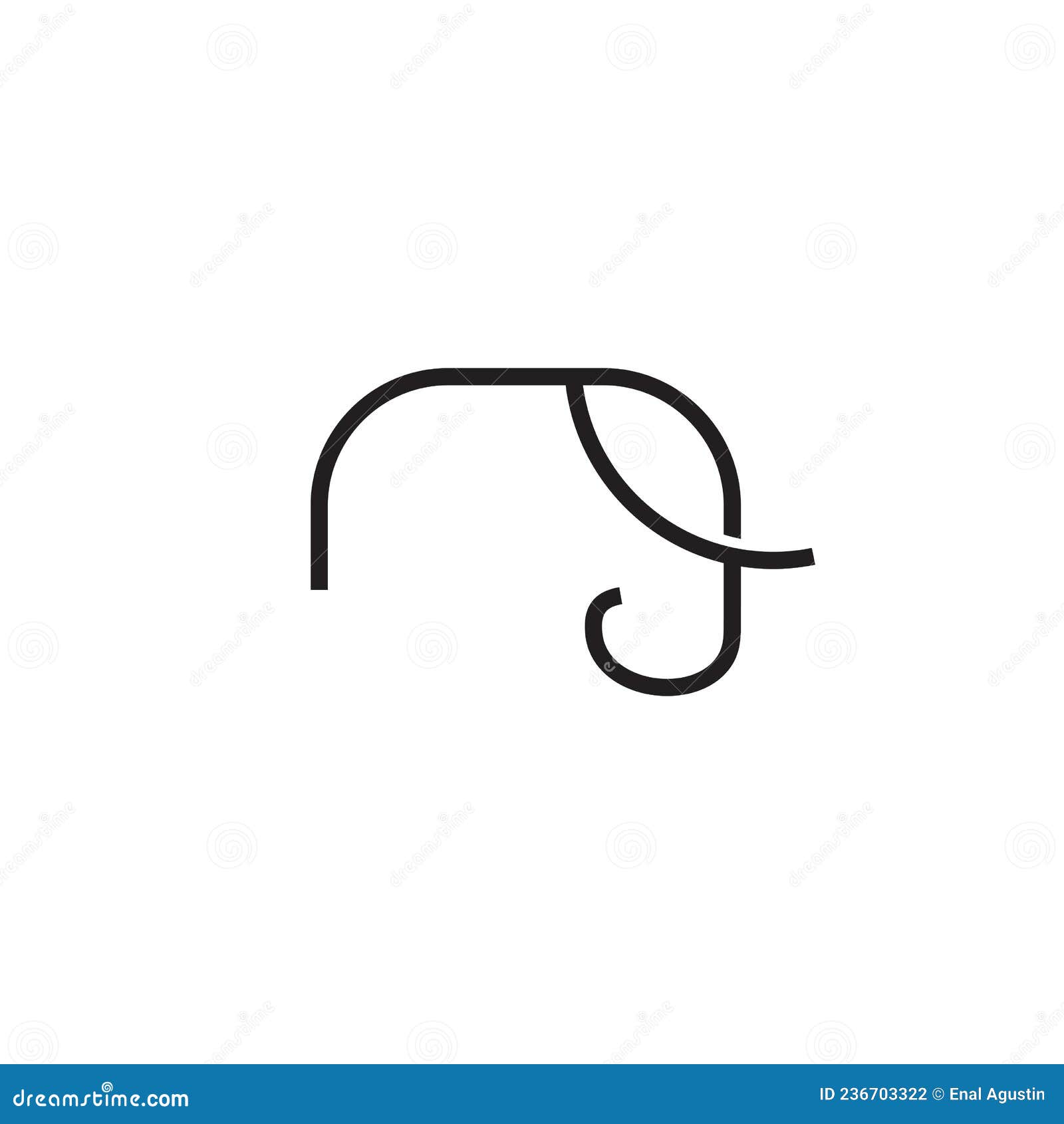 Outline Lineart Elephant Logo Design Stock Vector - Illustration of ...