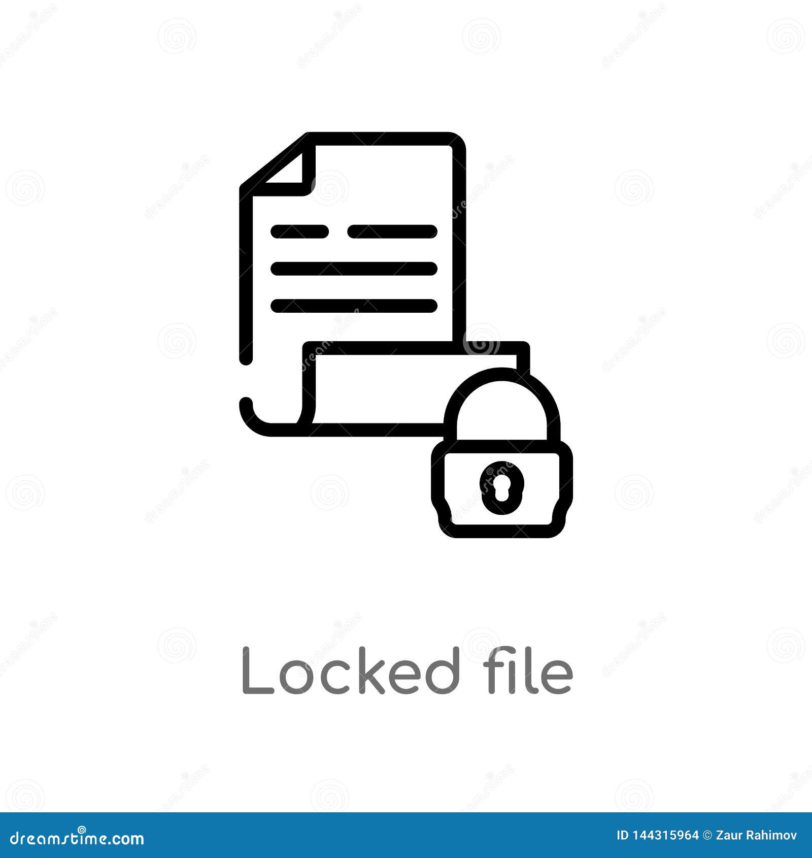 Outline Locked File Vector Icon. Isolated Black Simple Line Element ...
