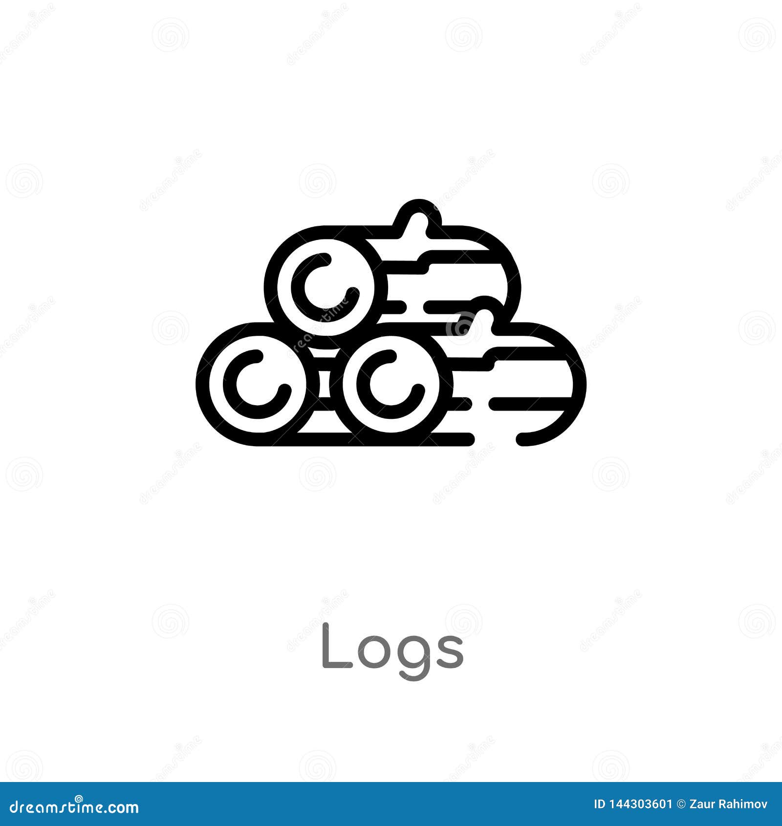 Outline Logs Vector Icon. Isolated Black Simple Line Element ...