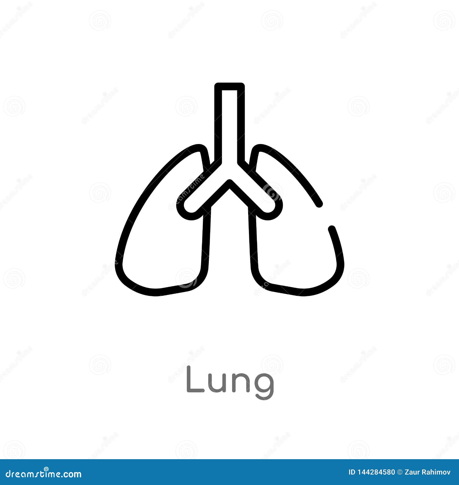 Outline Lung Vector Icon Isolated Black Simple Line Element