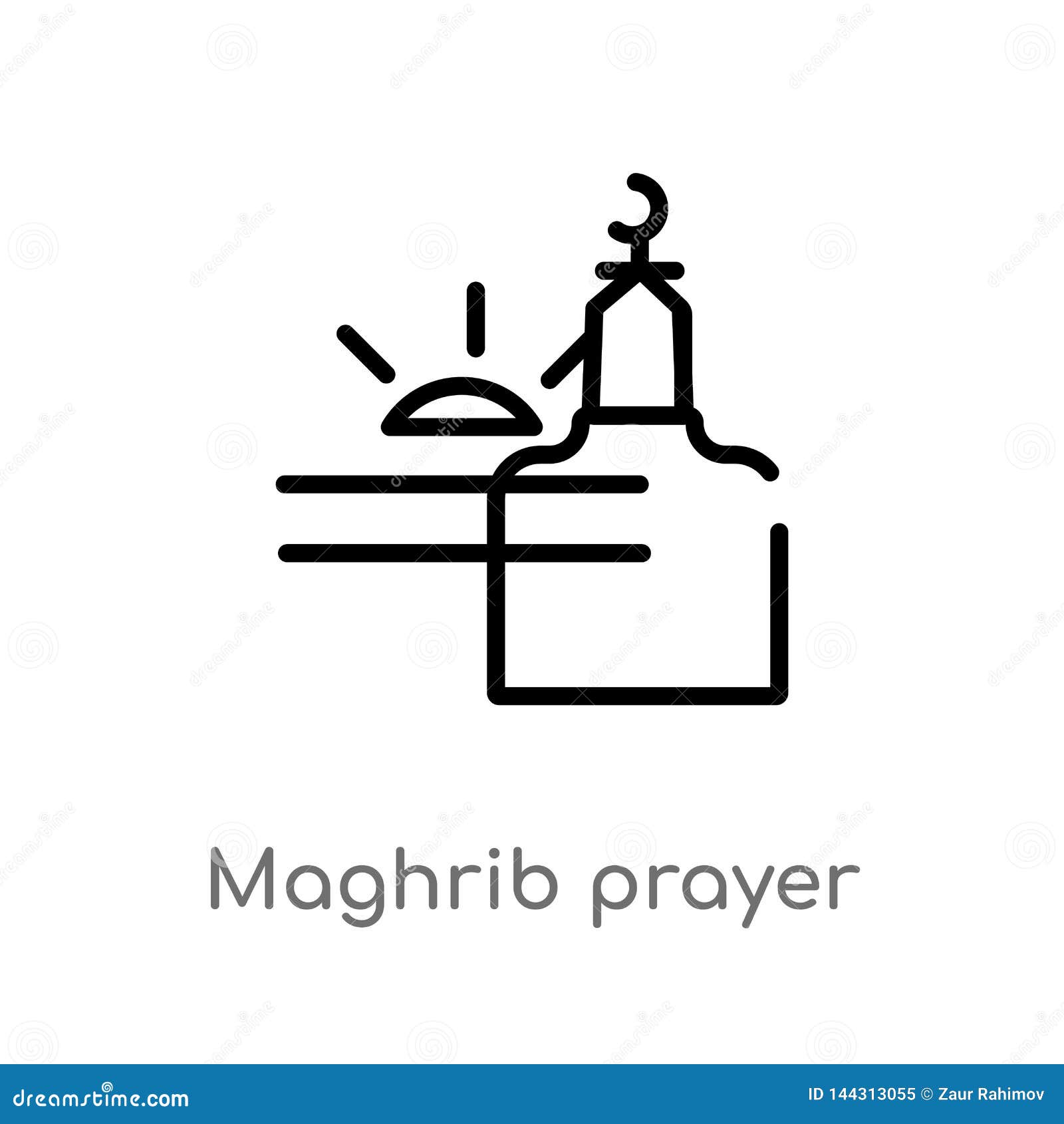 Outline Maghrib Prayer Vector Icon. Isolated Black Simple Line Element ... Outline Maghrib Prayer Vector Icon. Isolated Black Simple Line Element ...