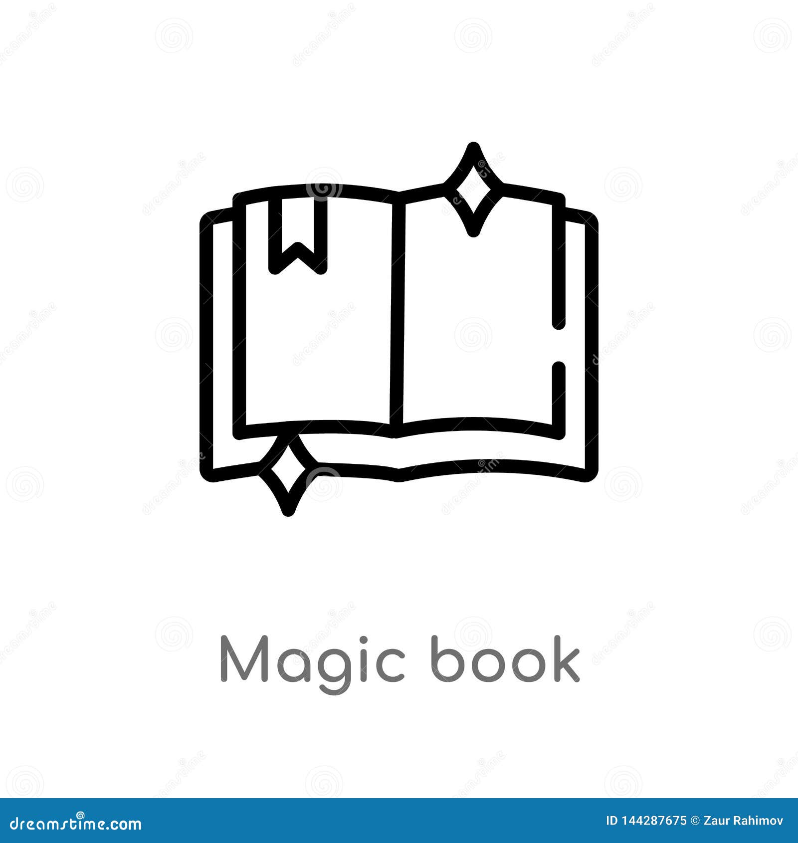 Outline Magic Book Vector Icon. Isolated Black Simple Line Element ...