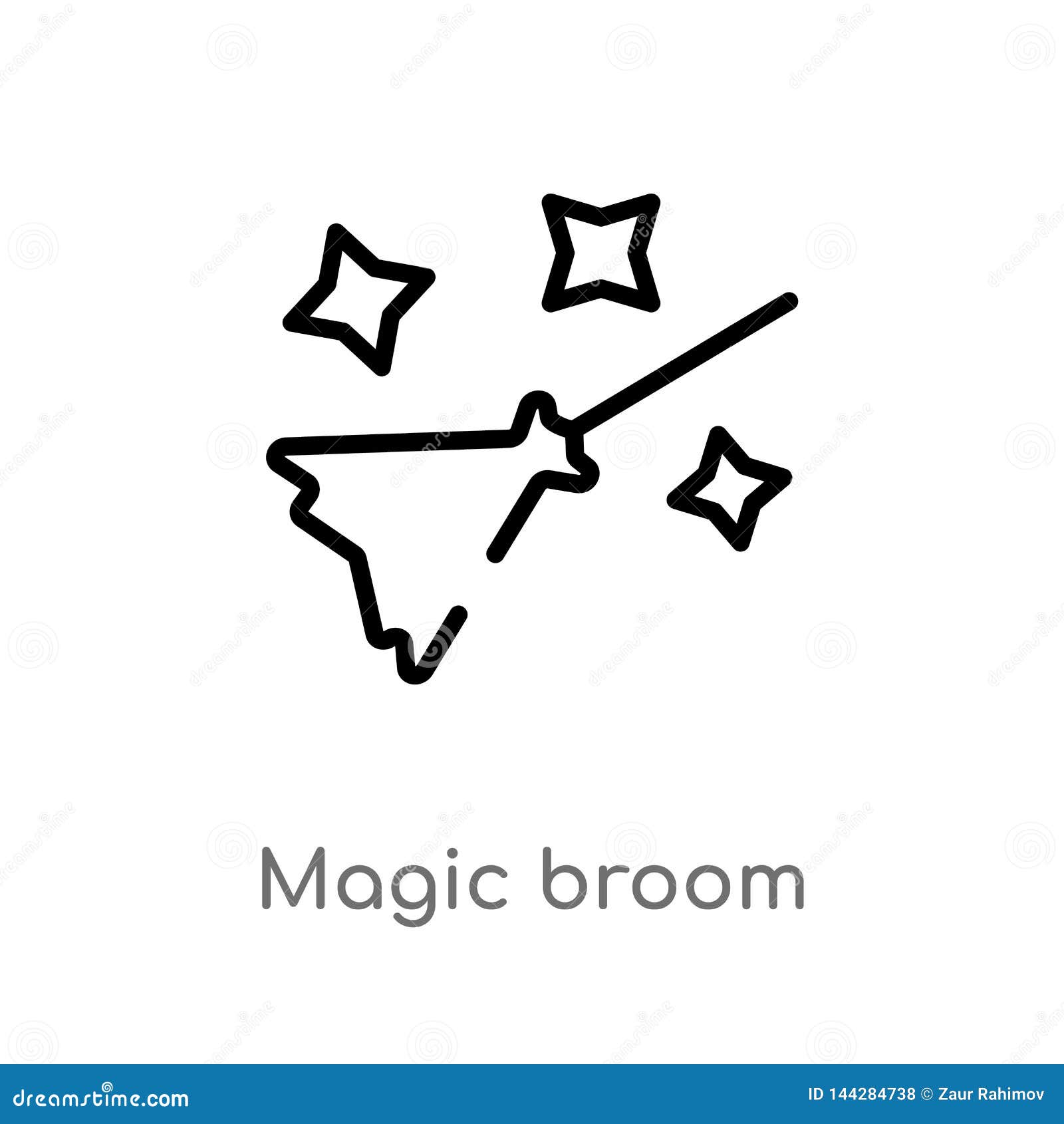 Outline Magic Broom Vector Icon. Isolated Black Simple Line Element ...