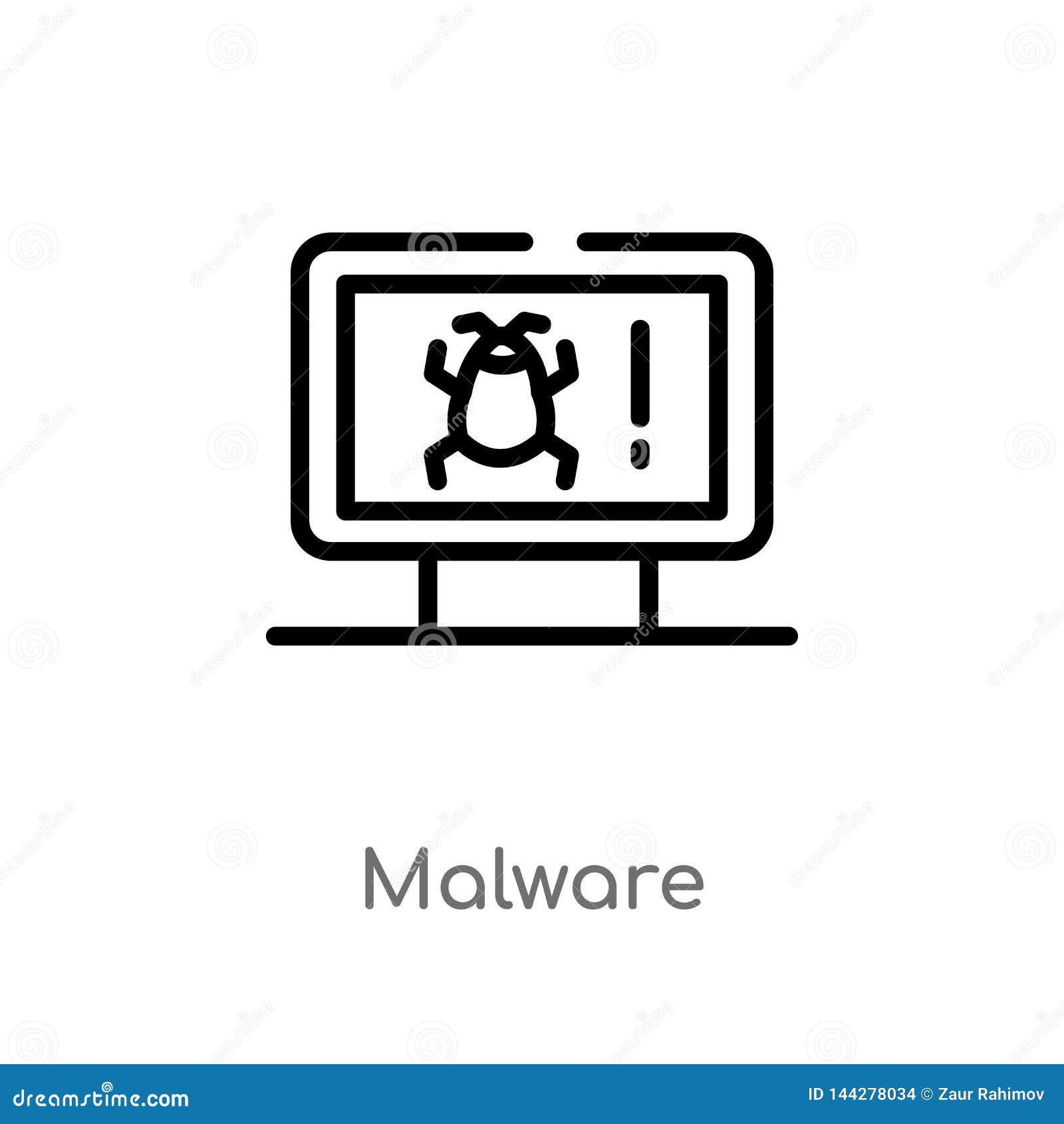 Outline Malware Vector Icon. Isolated Black Simple Line Element ...