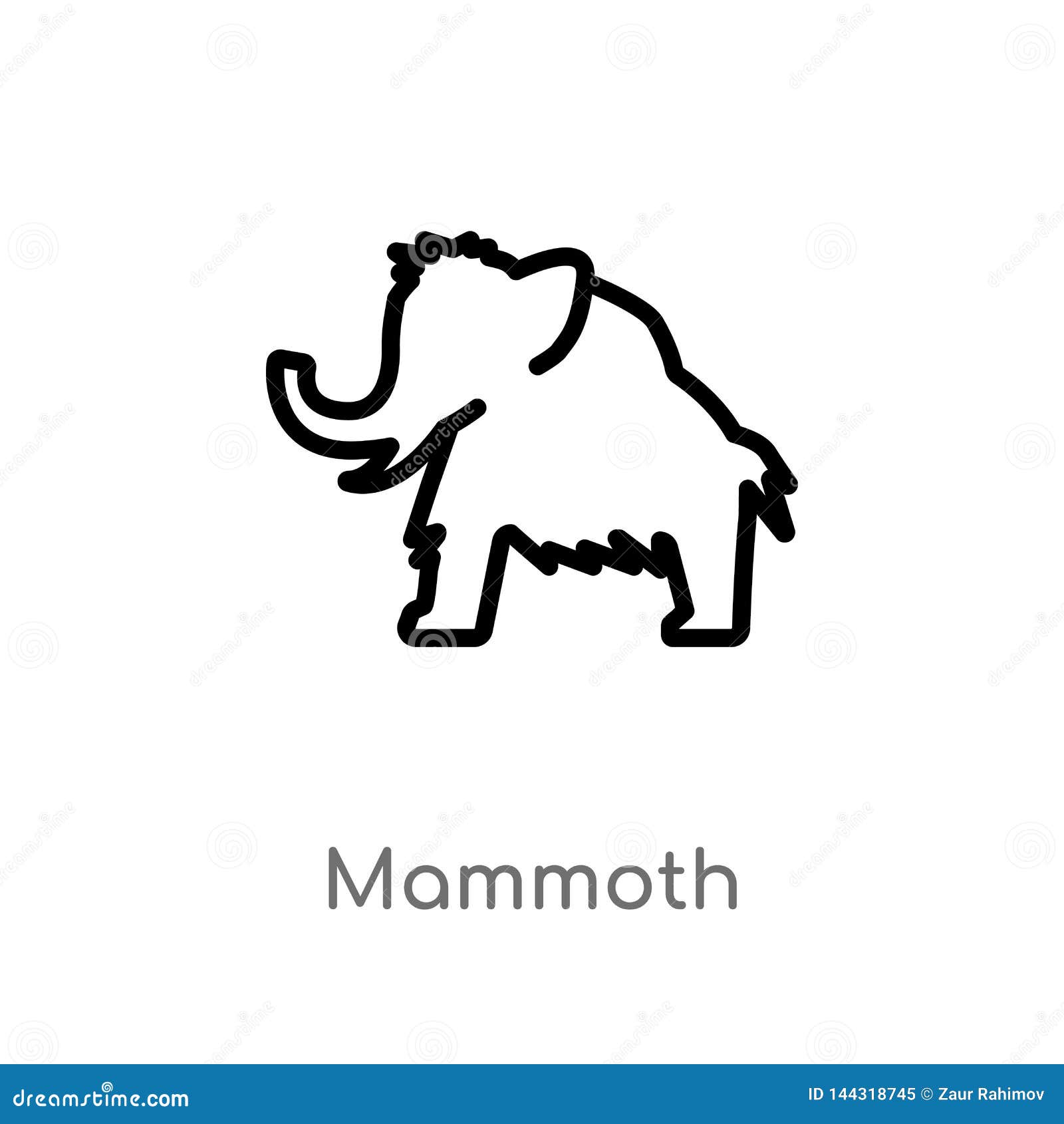 Outline Mammoth Vector Icon. Isolated Black Simple Line Element Illustration from Stone Age ...