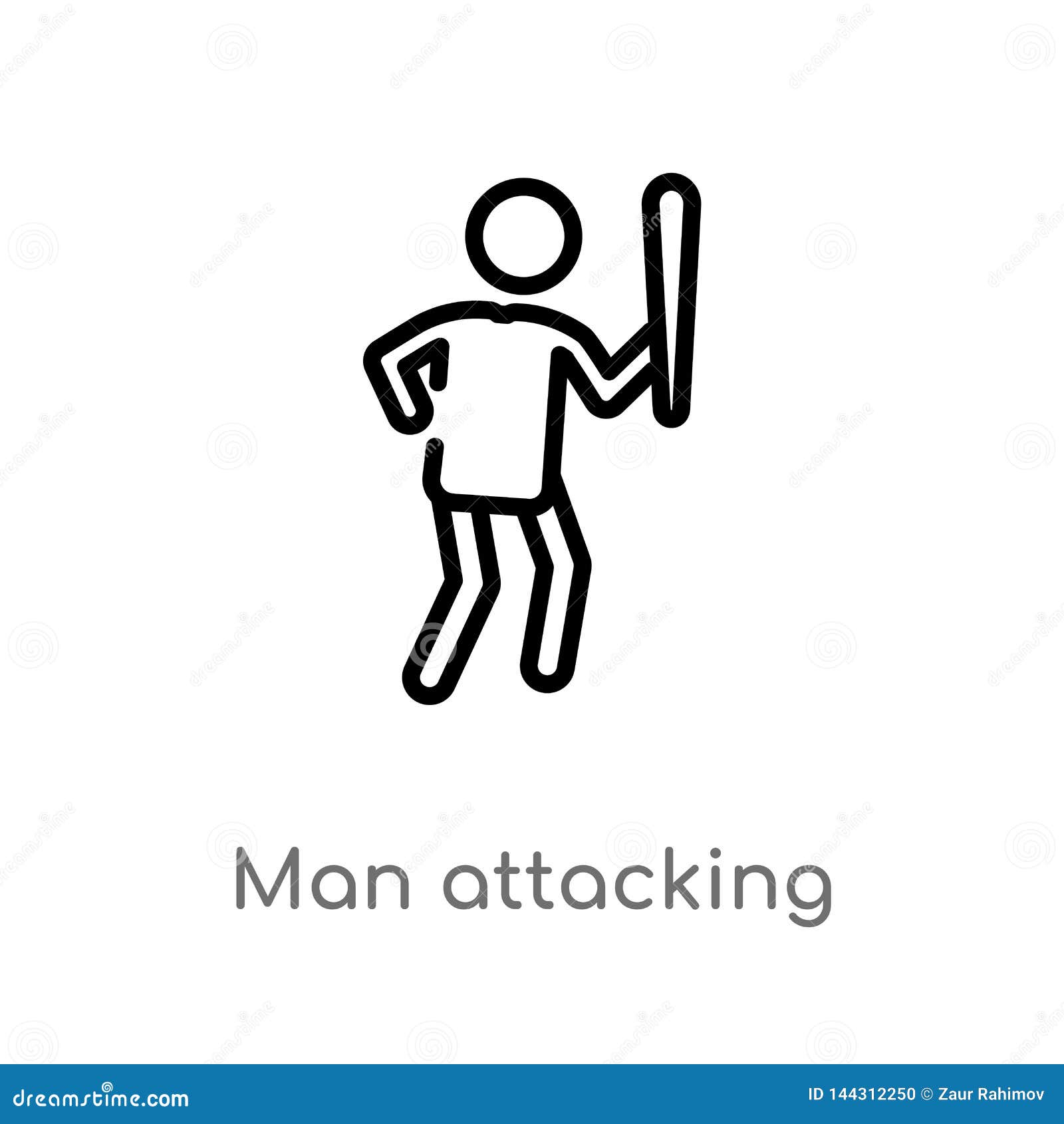 Outline Man Attacking Vector Icon. Isolated Black Simple Line Element ...