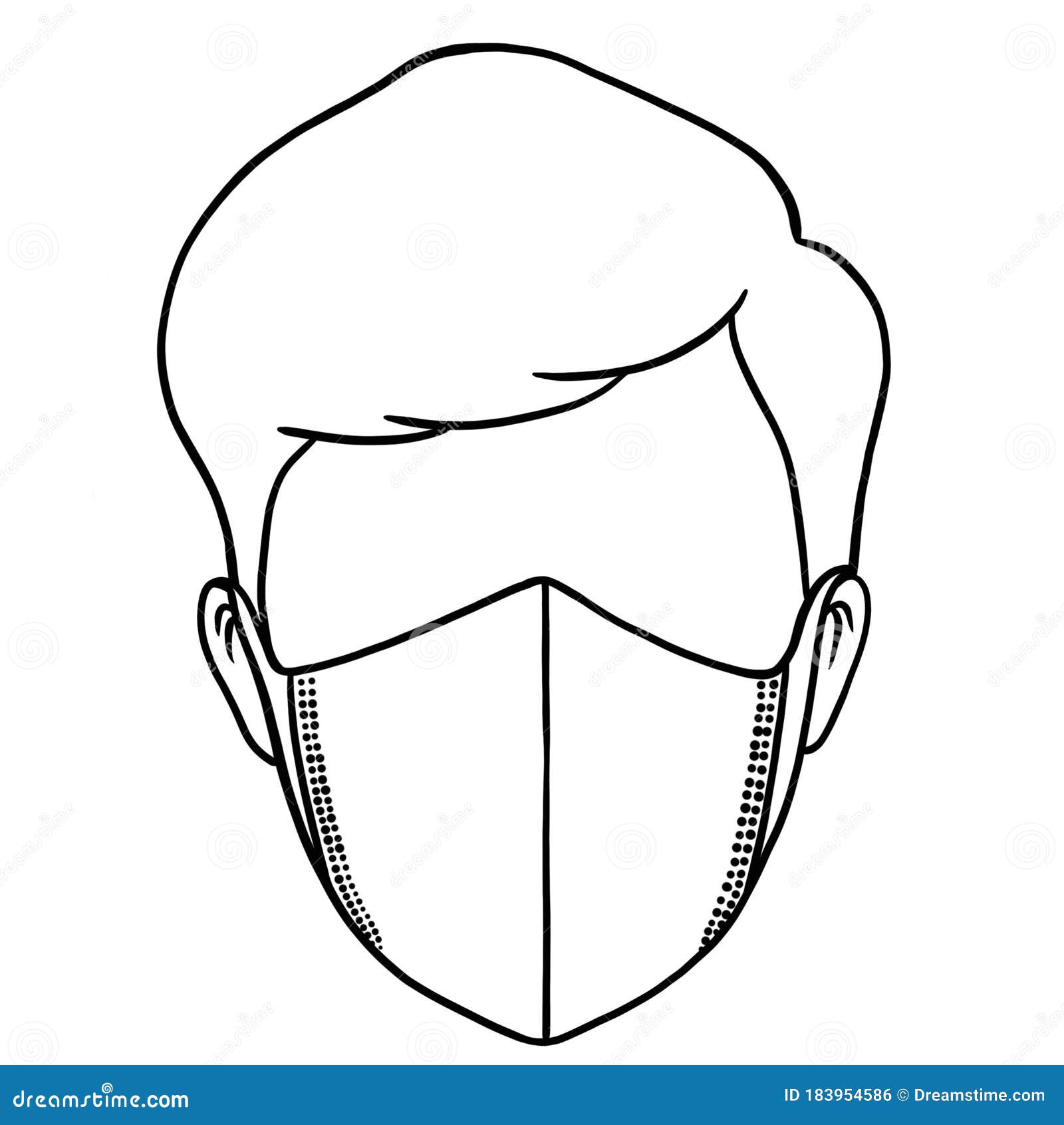 Outline of Man Wearing 3D Mask. Stock Illustration - Illustration of ...