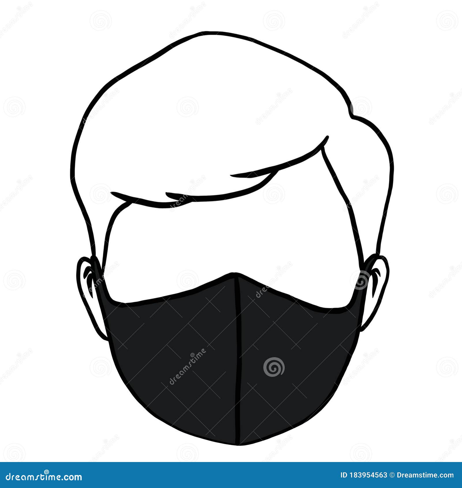 Outline of Man Wearing Pitta Mask. Stock Illustration - Illustration of ...