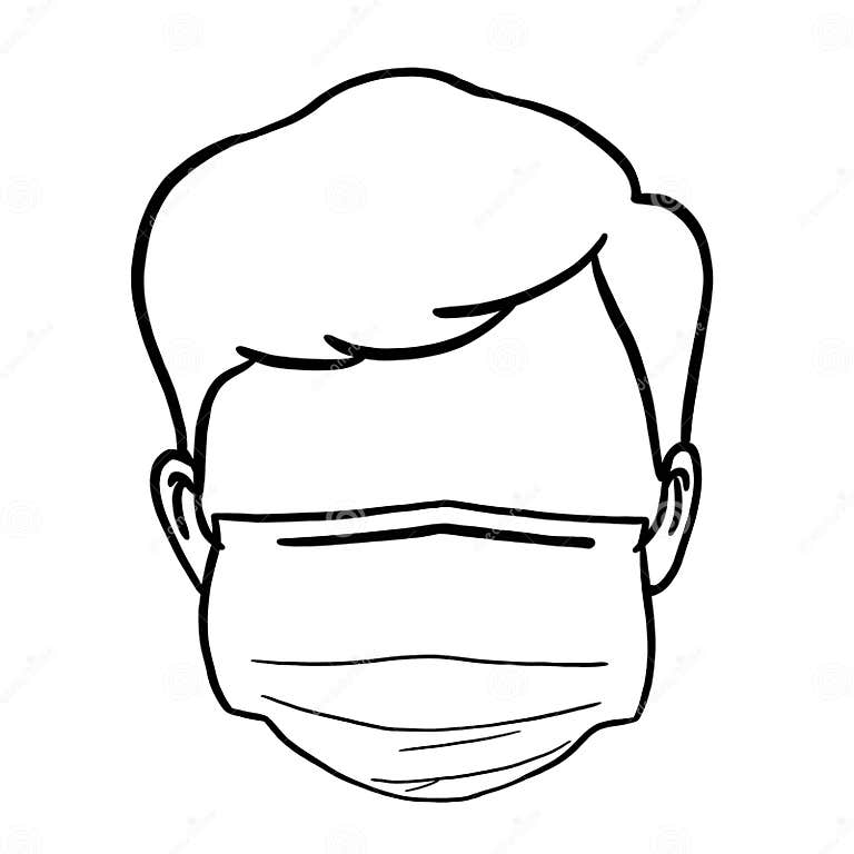 Outline of Man Wearing Surgical Mask. Stock Illustration - Illustration ...