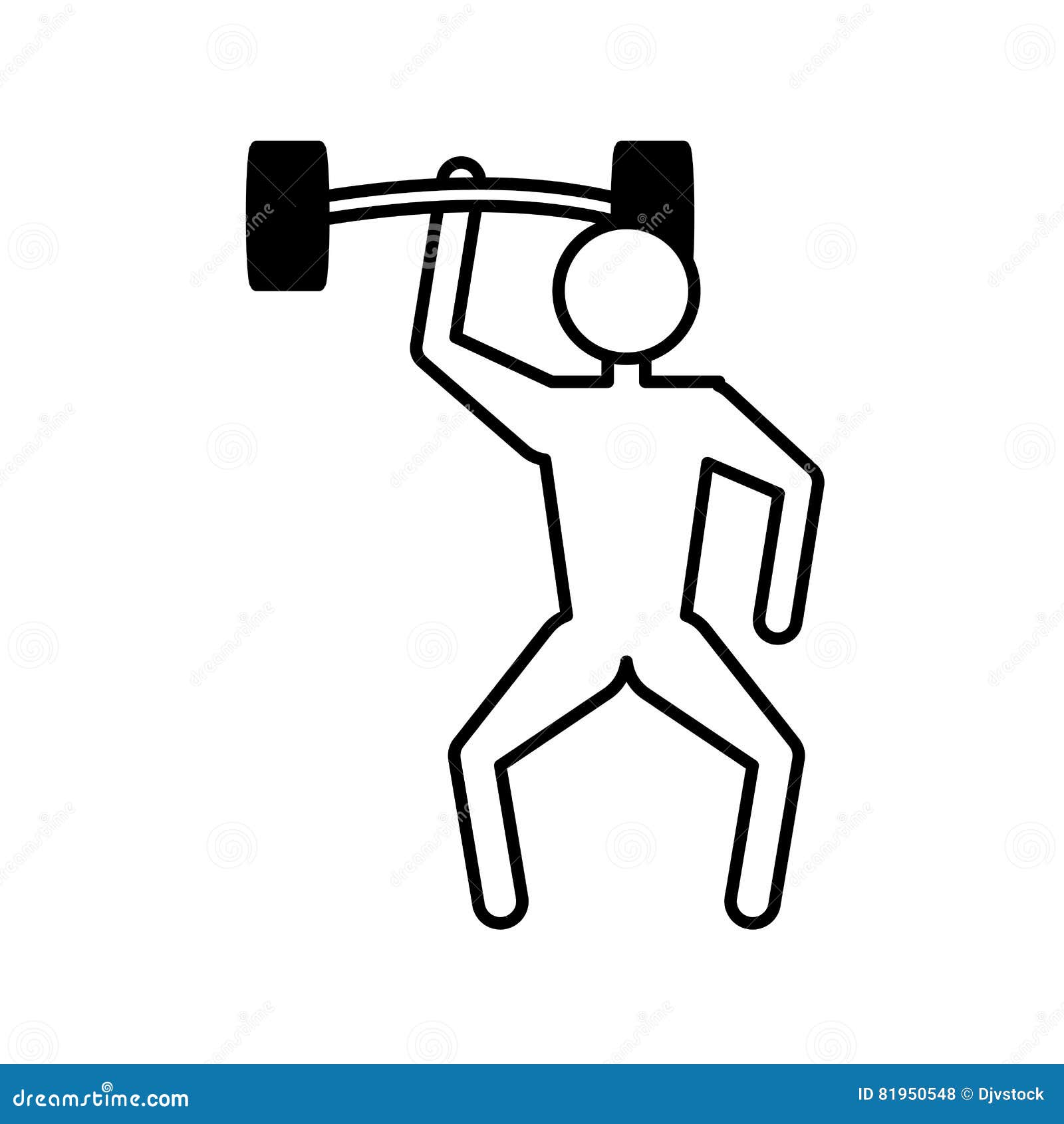Outline Man Weight Lifting Barbell Stock Vector - Illustration of ...