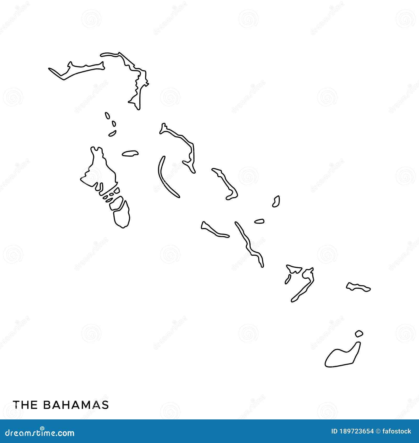 Bahamas Vector Map Isolated On White Background. High-Detailed Black ...