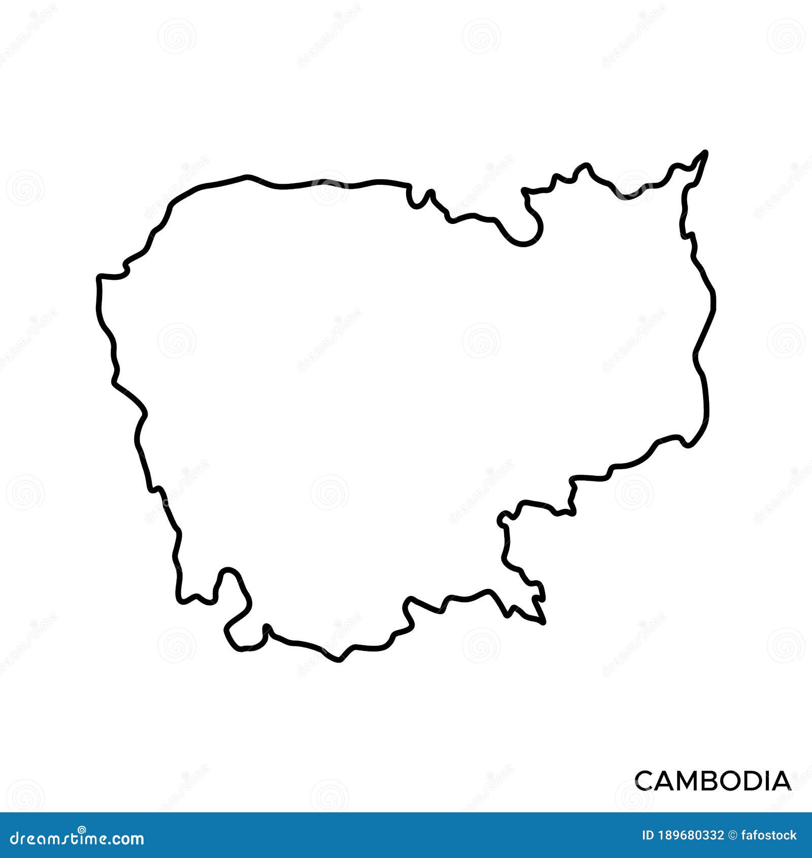 Cambodia Vector Map Isolated On White Background. High-Detailed Black ...