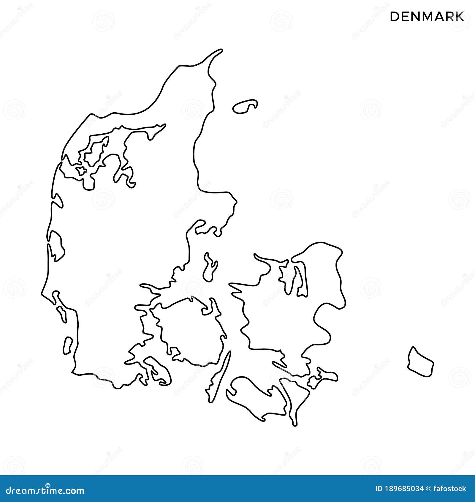 Outline Map of Denmark Vector Design Template. Editable Stroke Stock ...