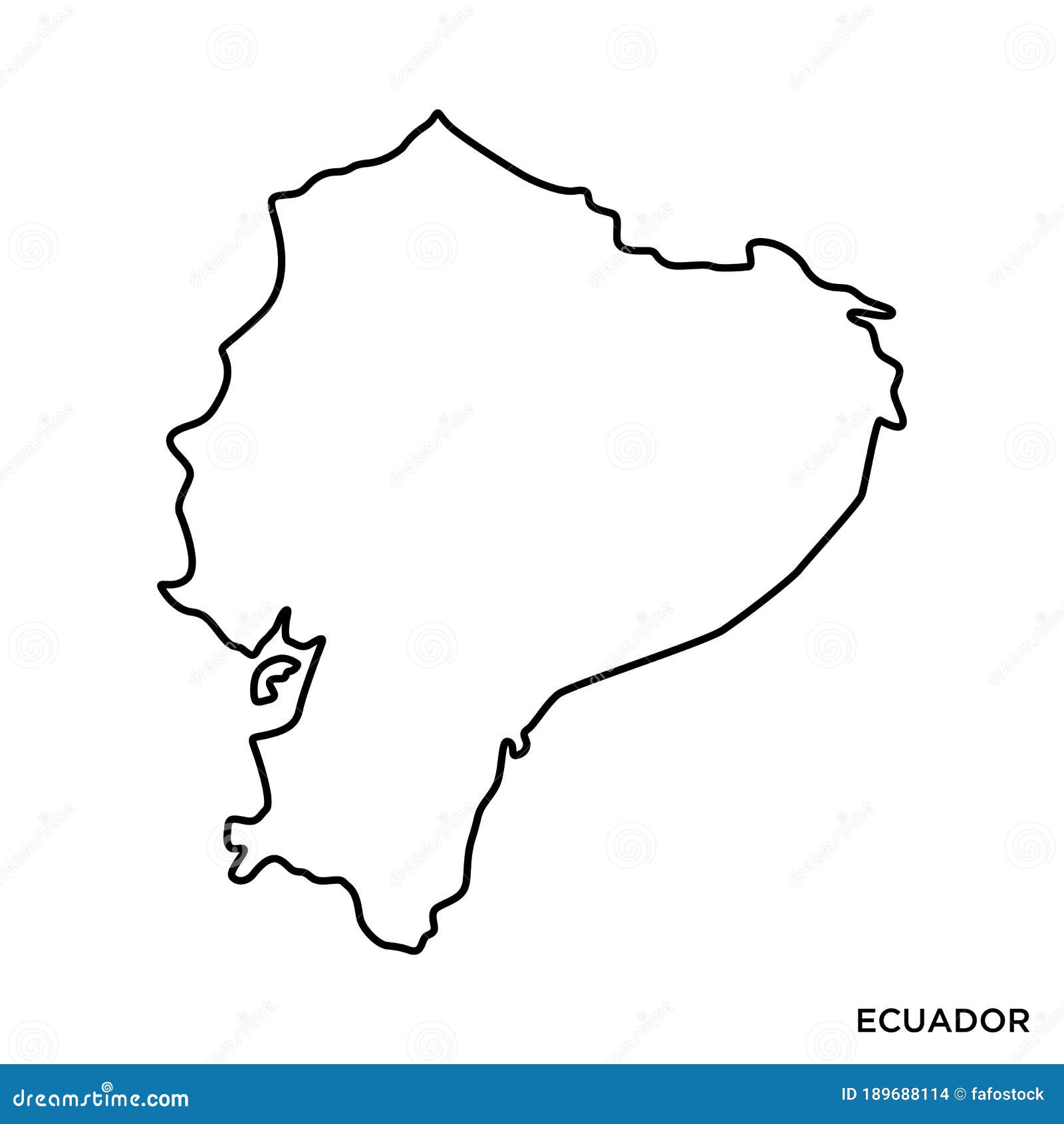 Ecuador Vector Map Isolated On White Background. High-Detailed Black ...