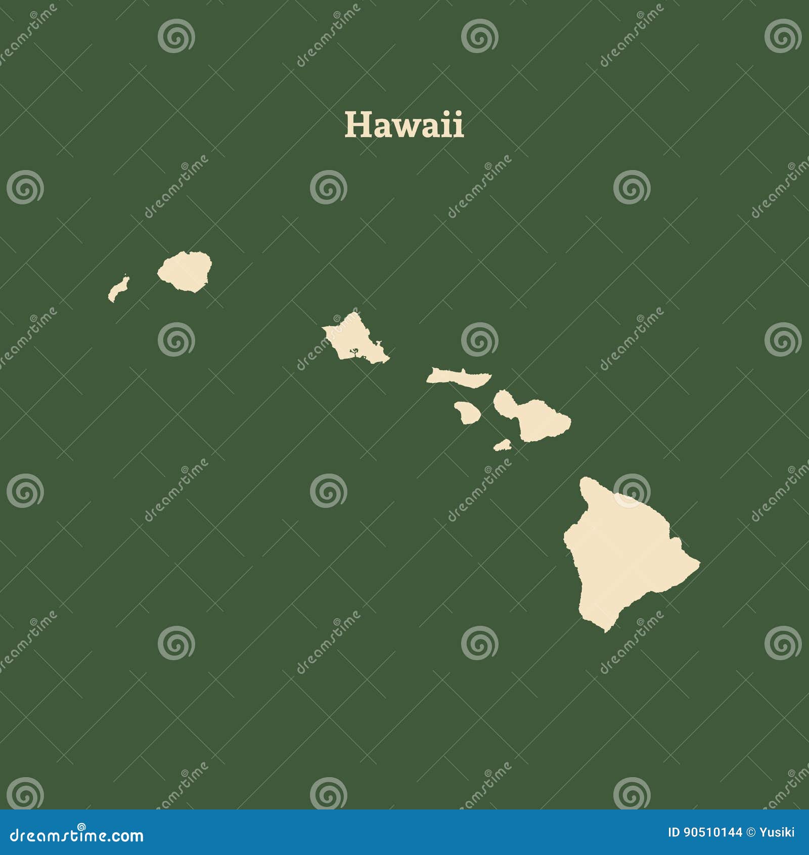 Outline Map of Hawaii. Illustration. Stock Illustration - Illustration ...