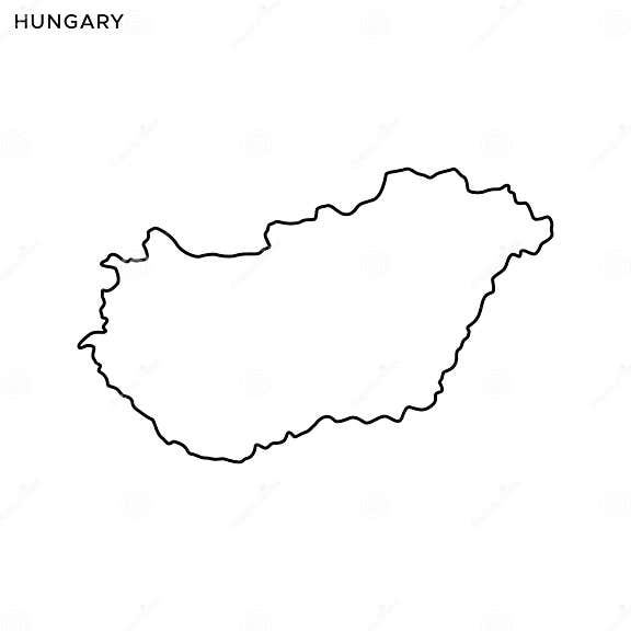 Outline Map of Hungary Vector Design Template. Editable Stroke Stock ...