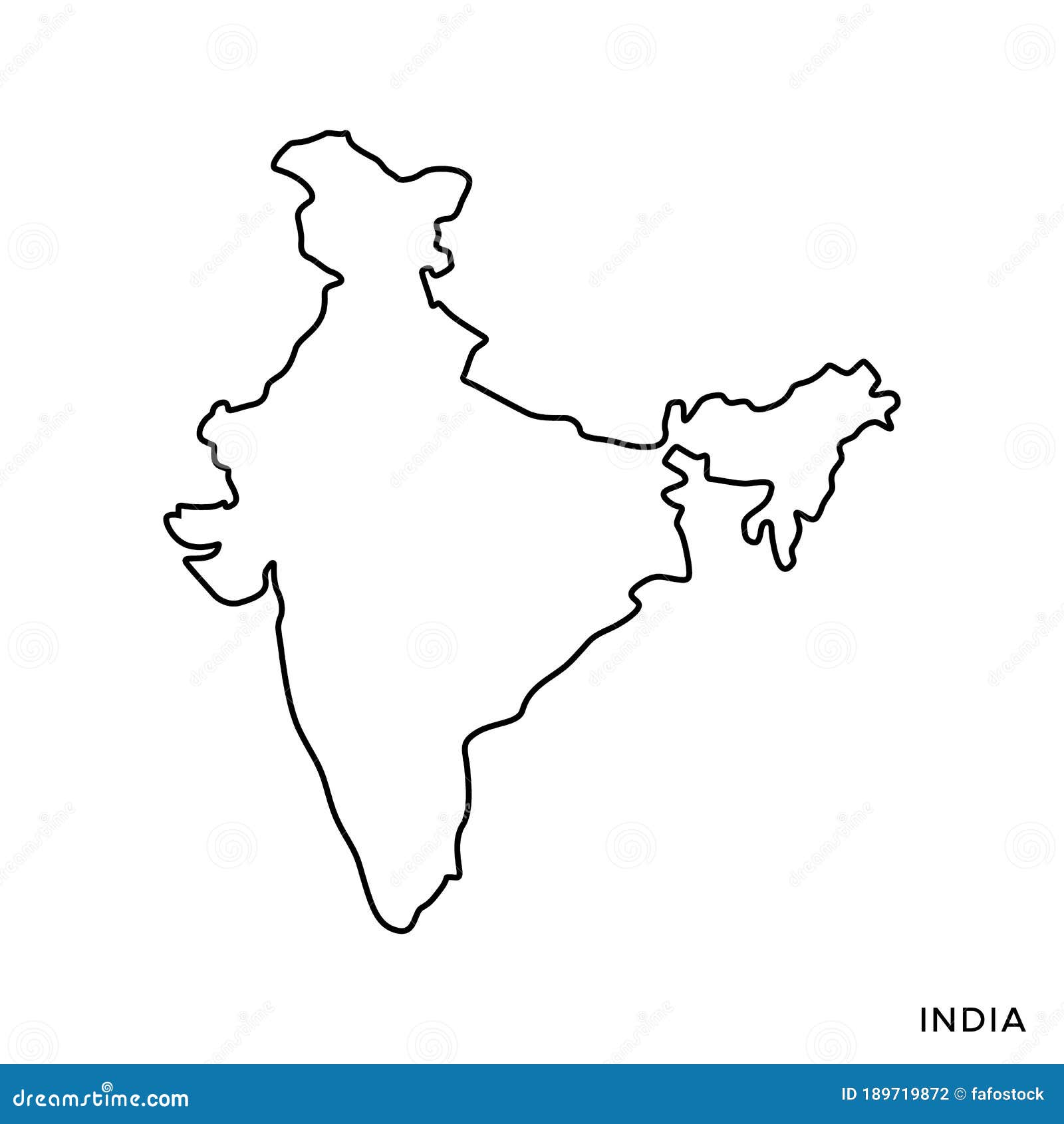 Outline Map Of India Vector Design Template Editable Stroke Stock