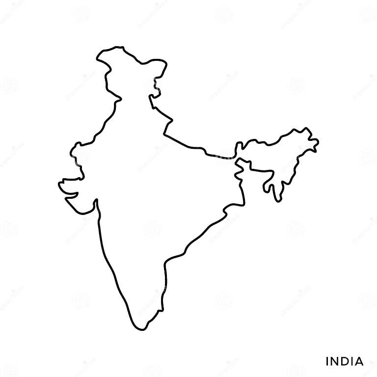 Outline Map of India Vector Design Template. Editable Stroke Stock ...