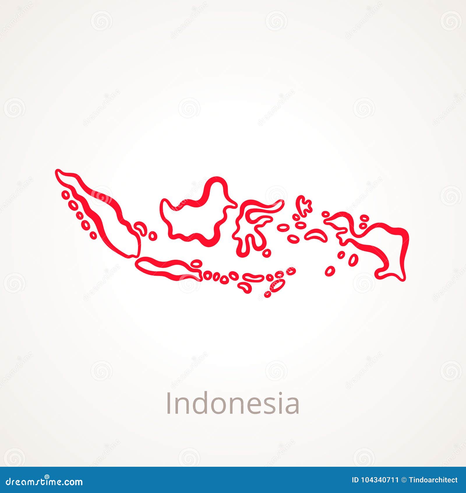 Indonesia - Outline Map stock vector. Illustration of borderline ...