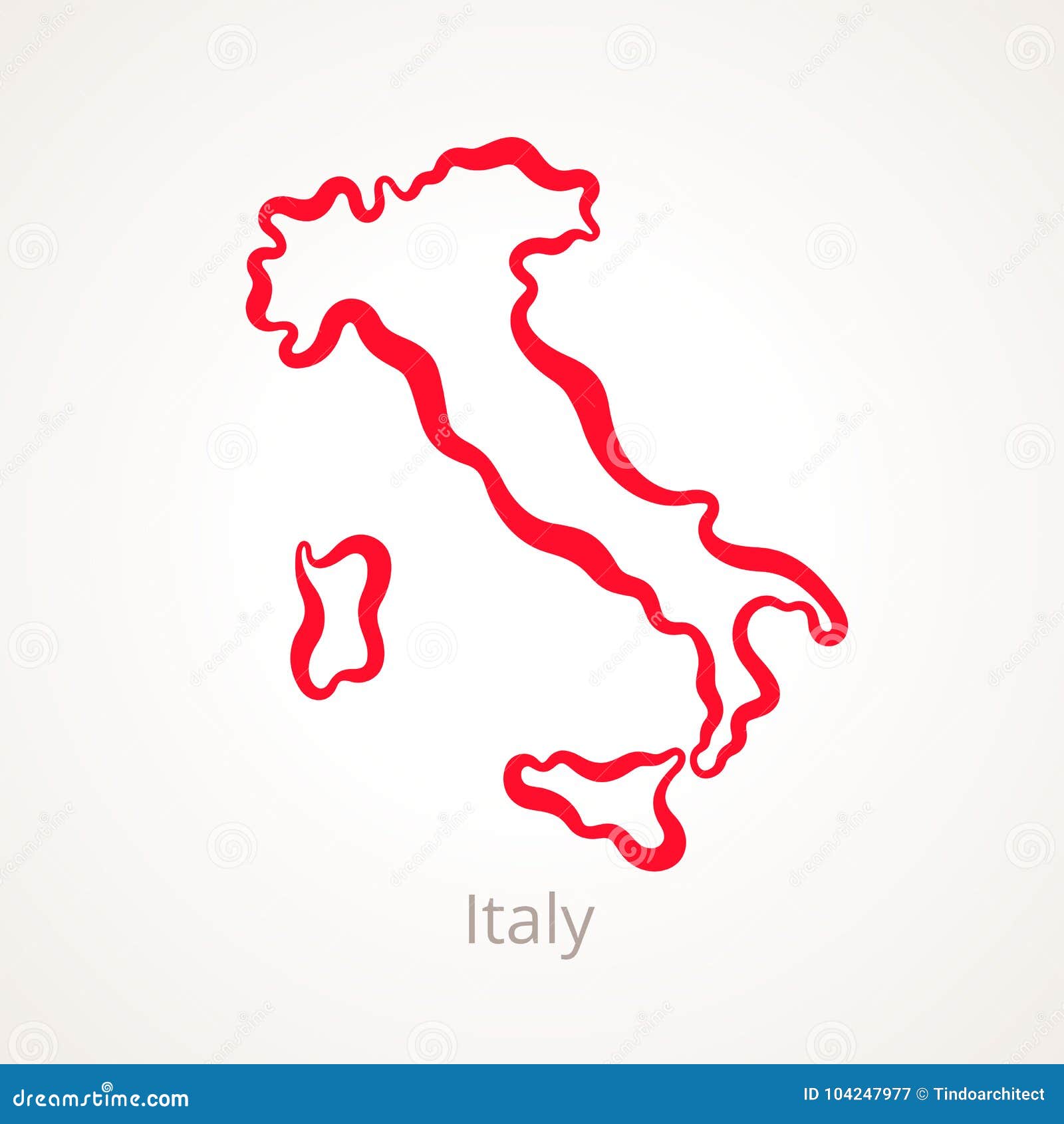 Italy - Outline Map stock vector. Illustration of italy - 104247977