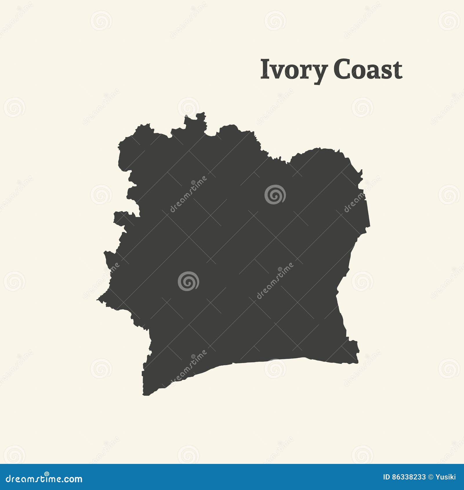 Outline Map of Ivory Coast. Illustration. Stock Illustration ...