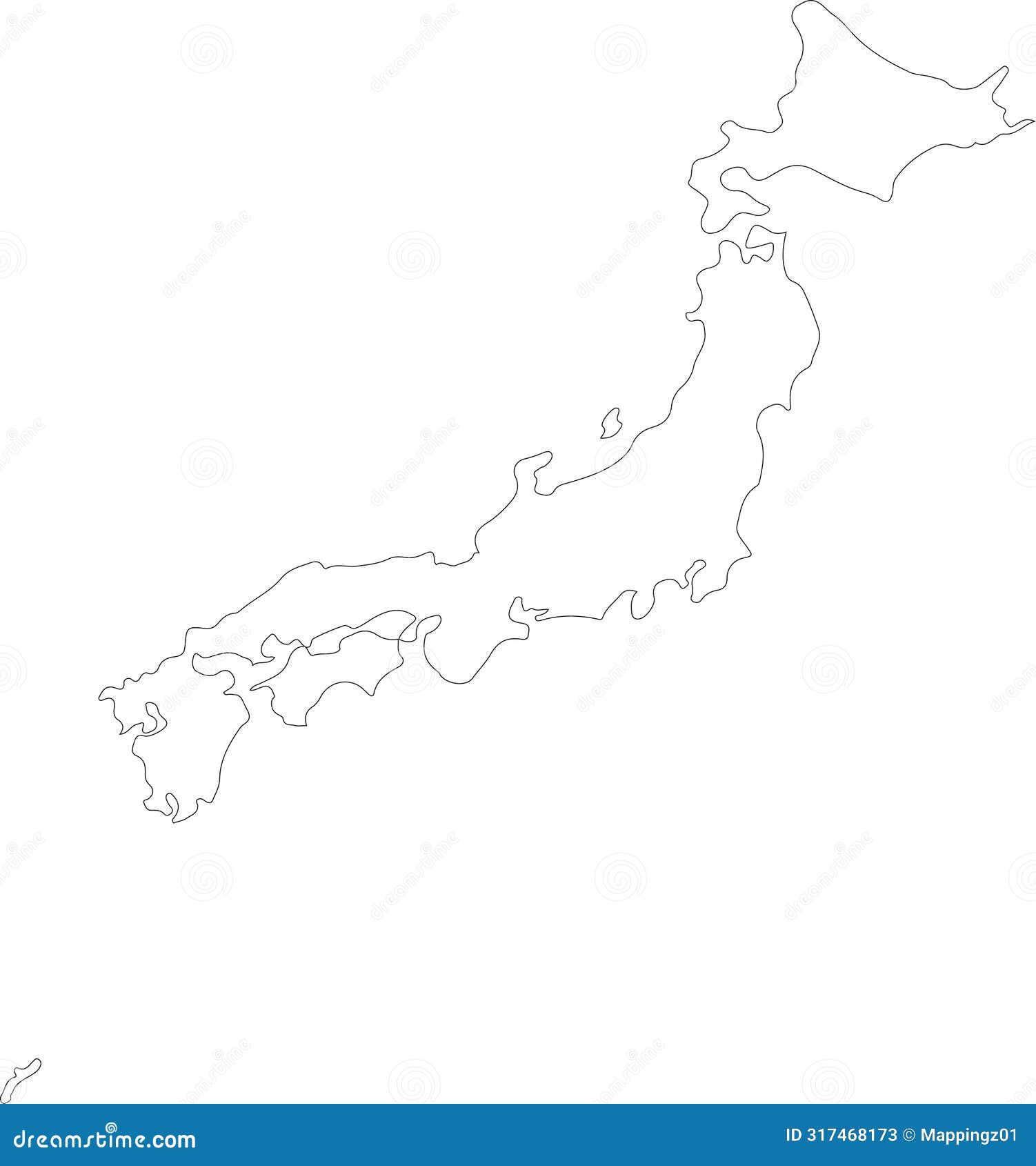 Japan outline map stock vector. Illustration of area - 317468173