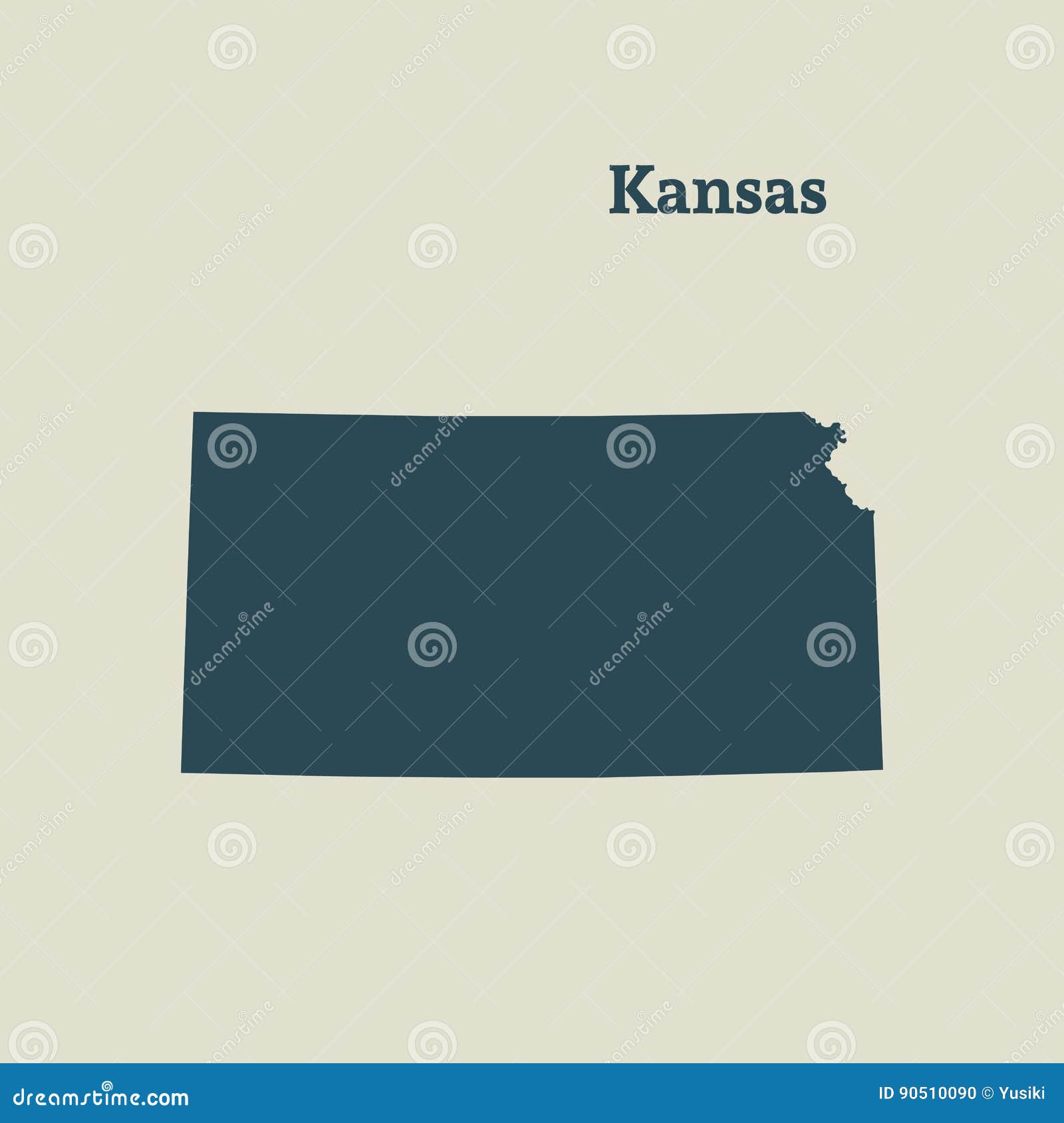 Outline Map of Kansas. Illustration. Stock Illustration - Illustration ...