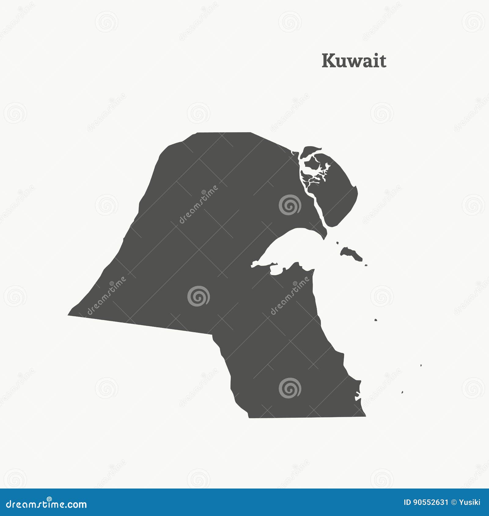 Outline Map of Kuwait. Illustration. Stock Illustration - Illustration ...