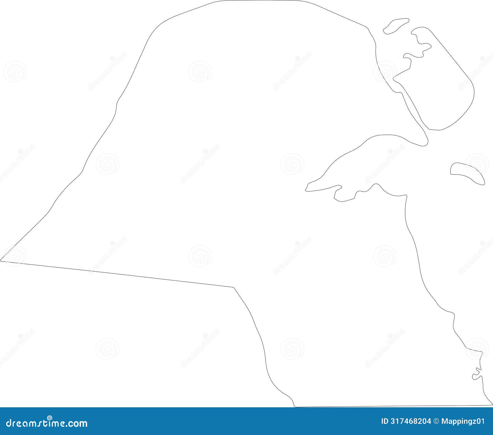 Kuwait outline map stock illustration. Illustration of sketch - 317468204