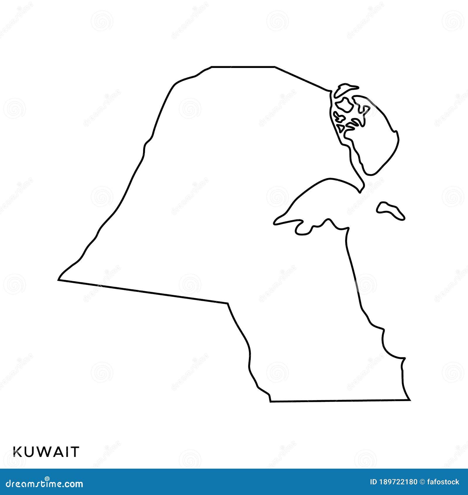 Outline Map of Kuwait Vector Design Template. Editable Stroke Stock ...
