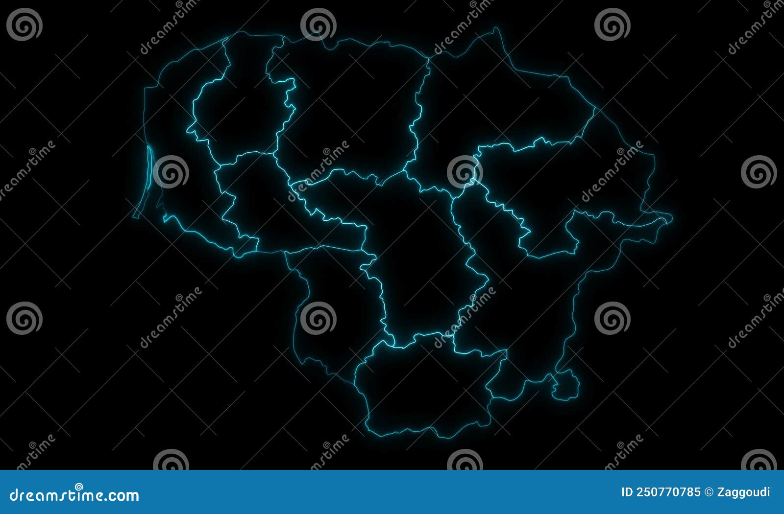 Outline Map of Lithuania with Counties in Black Background Stock ...