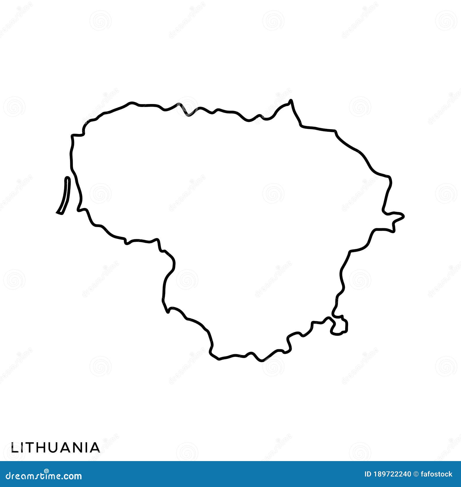 Outline Map Of Lithuania On Black Background Cartoon Vector ...